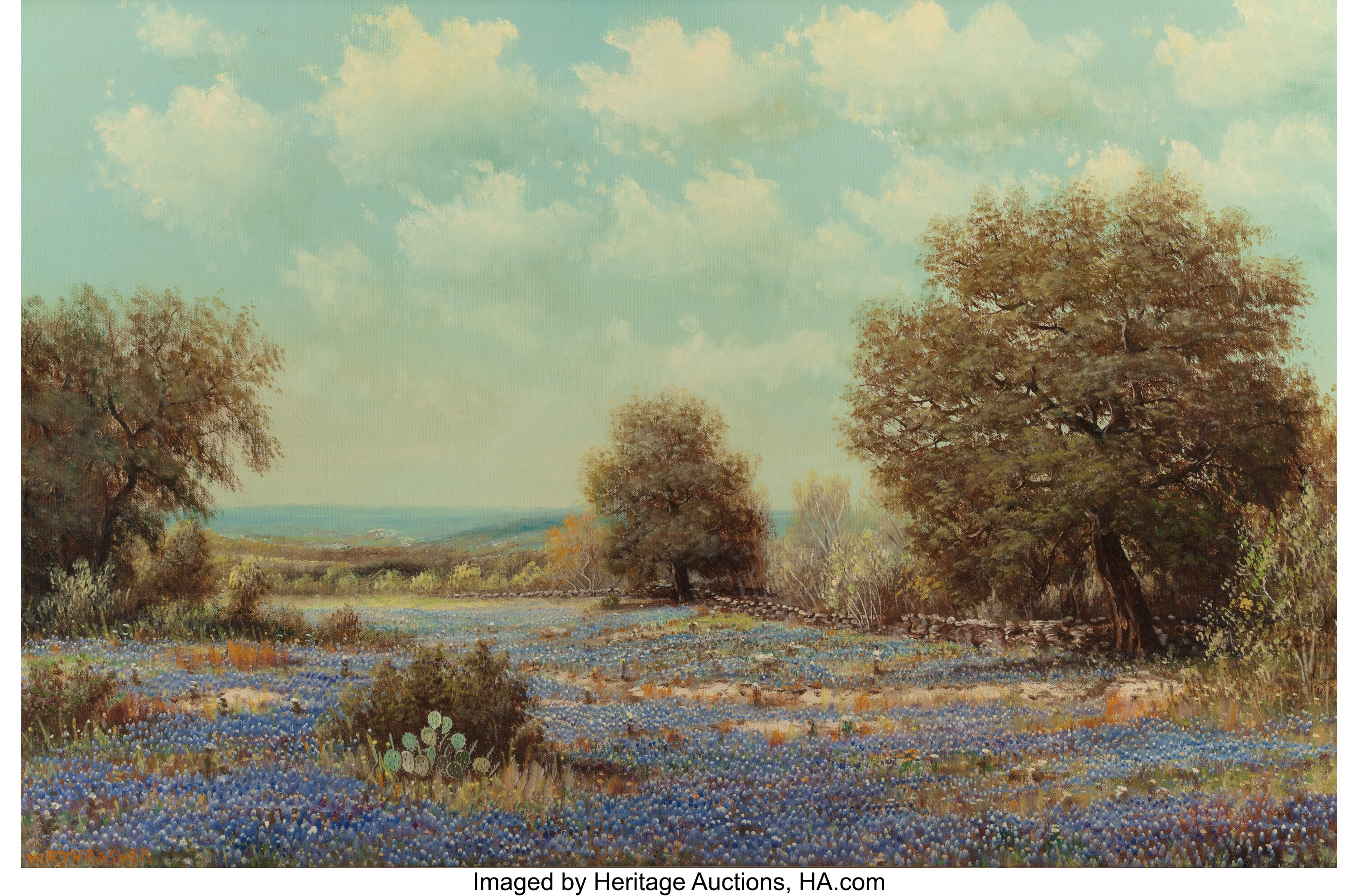 WILLIAM ROBERT THRASHER (American, 1908-1997). Bluebonnet Hill | Lot ...