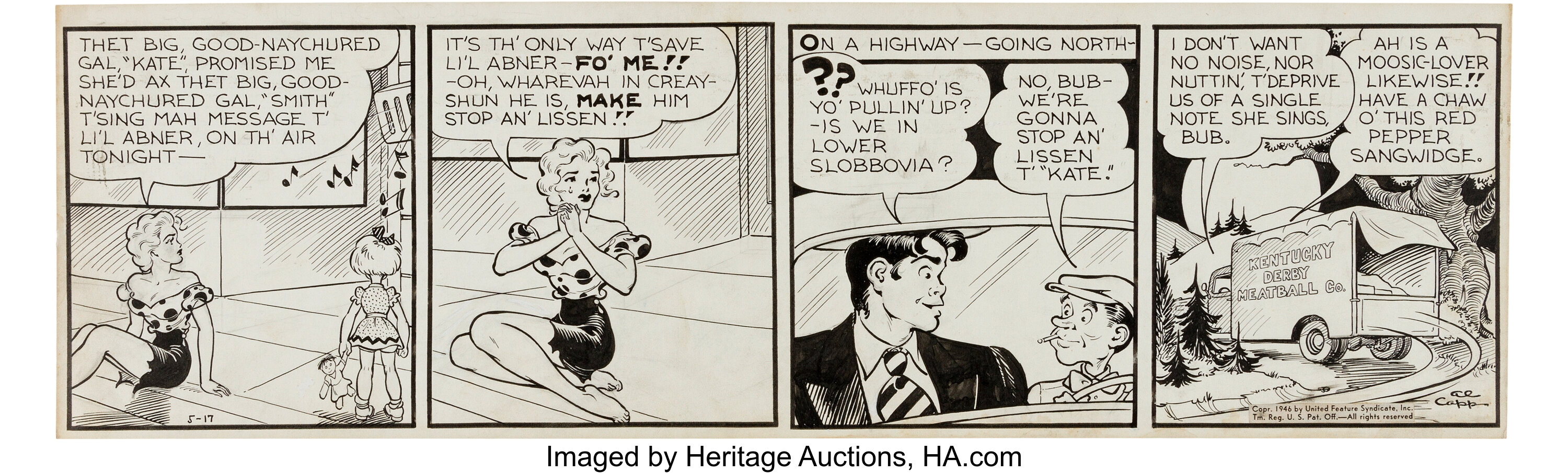 Al Capp Li'l Abner Comic Strip Original Art dated 5-17-46 (United | Lot ...