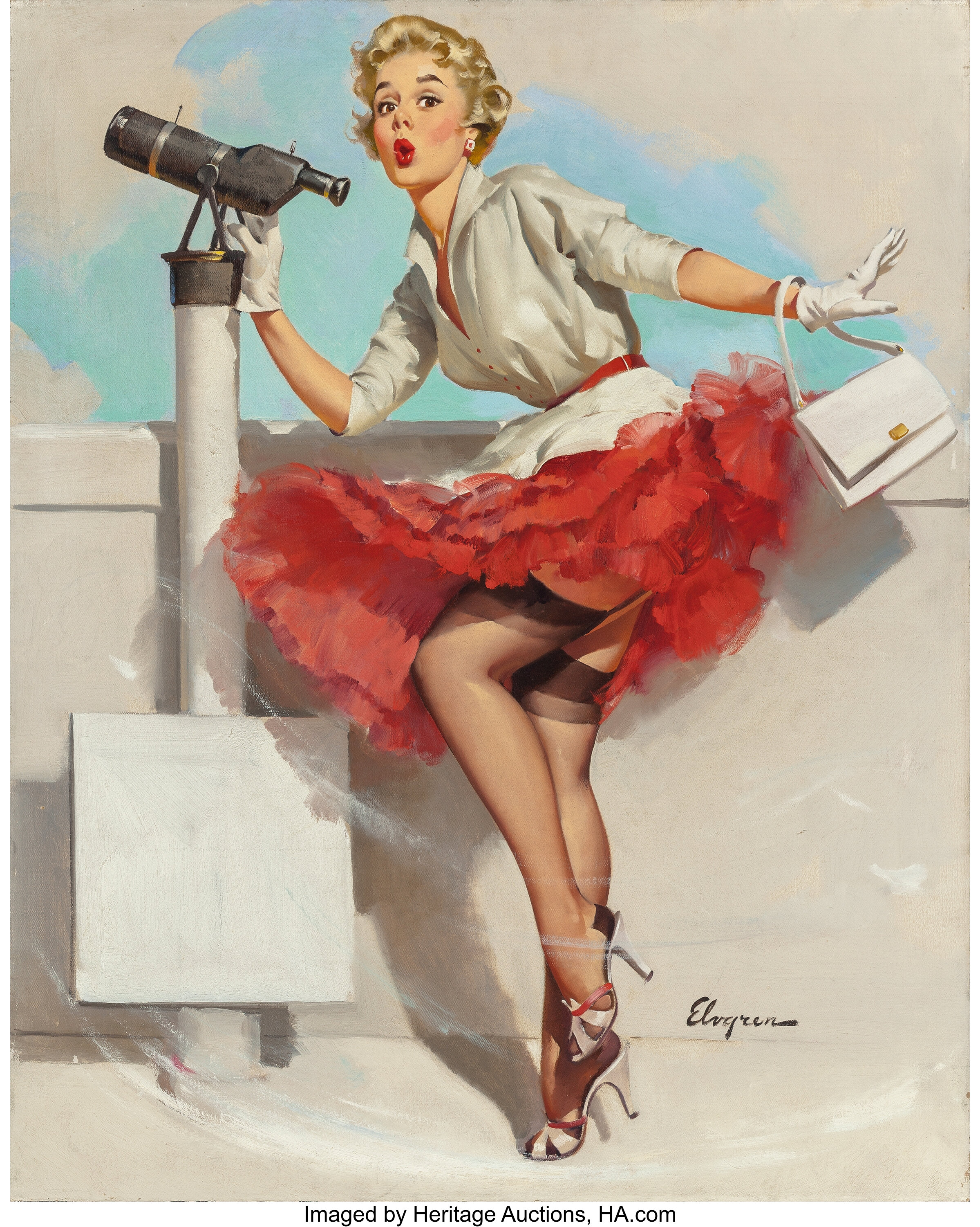 Gil Elvgren American 1914 1980 What A View Brown And Bigelow