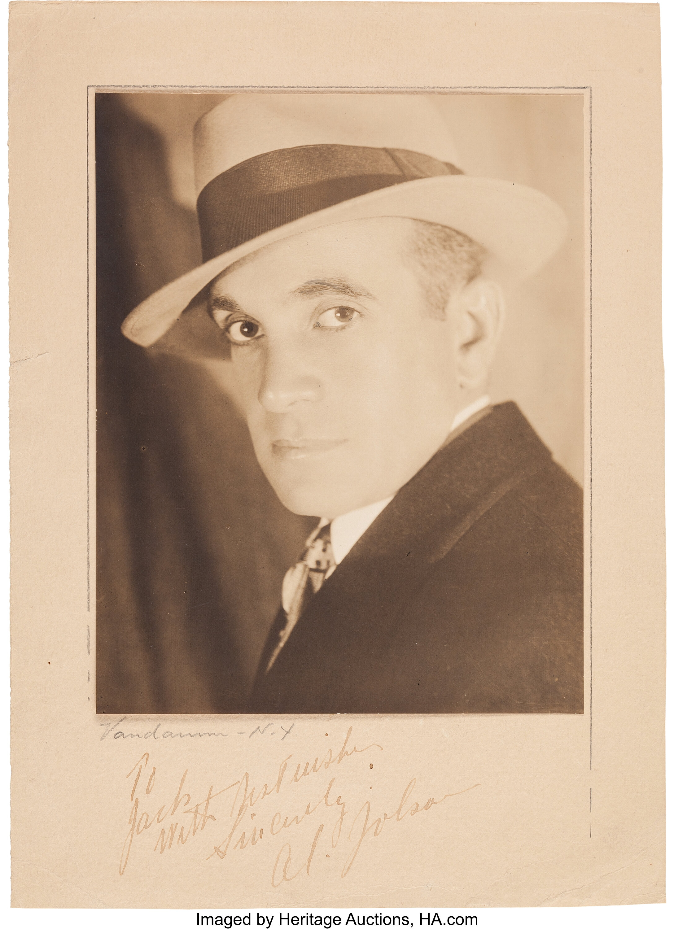 An Al Jolson Signature, Circa 1925.... Movie/TV Memorabilia | Lot ...