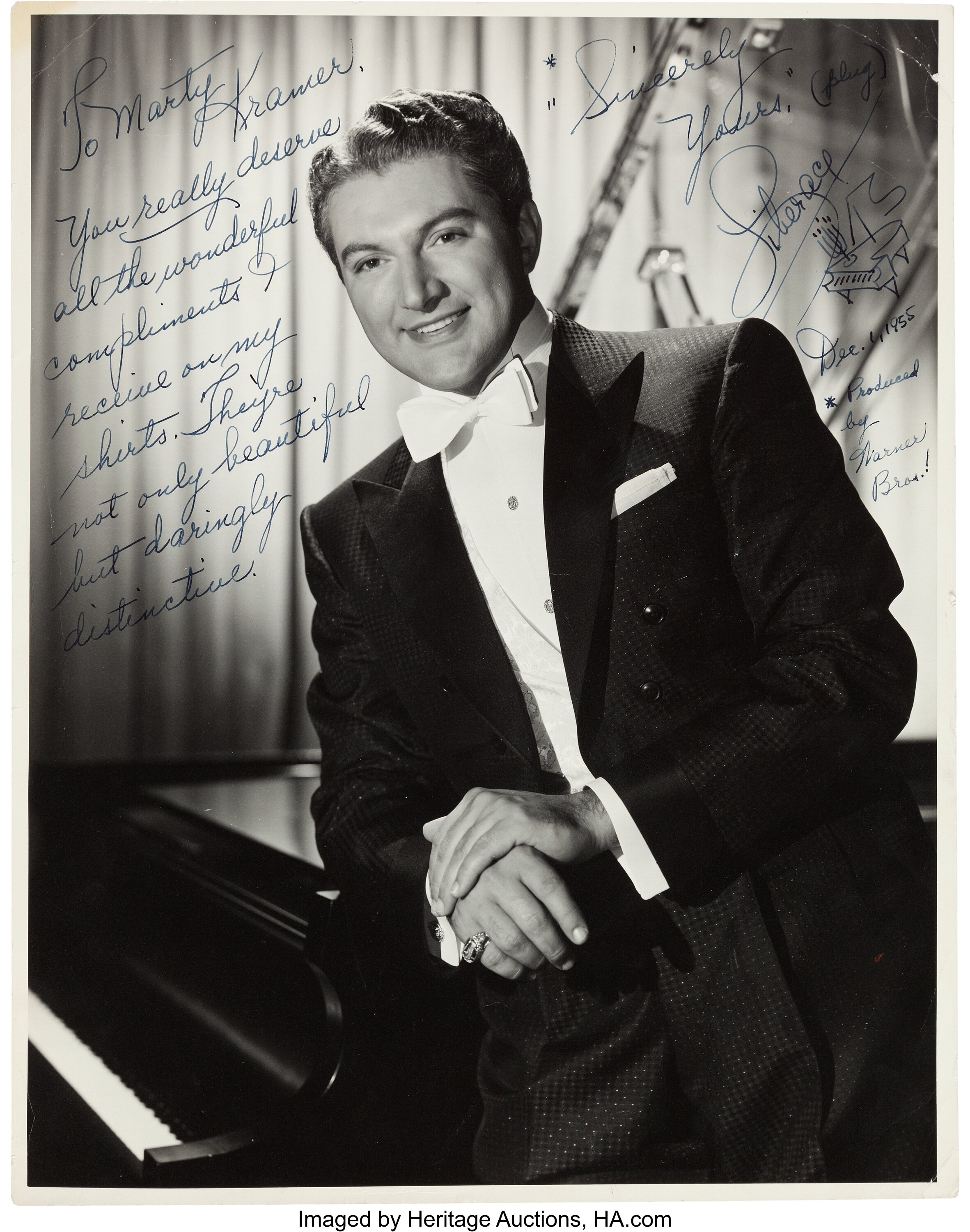 A Liberace Signed Black and White Photograph, 1955.... Movie/TV | Lot ...
