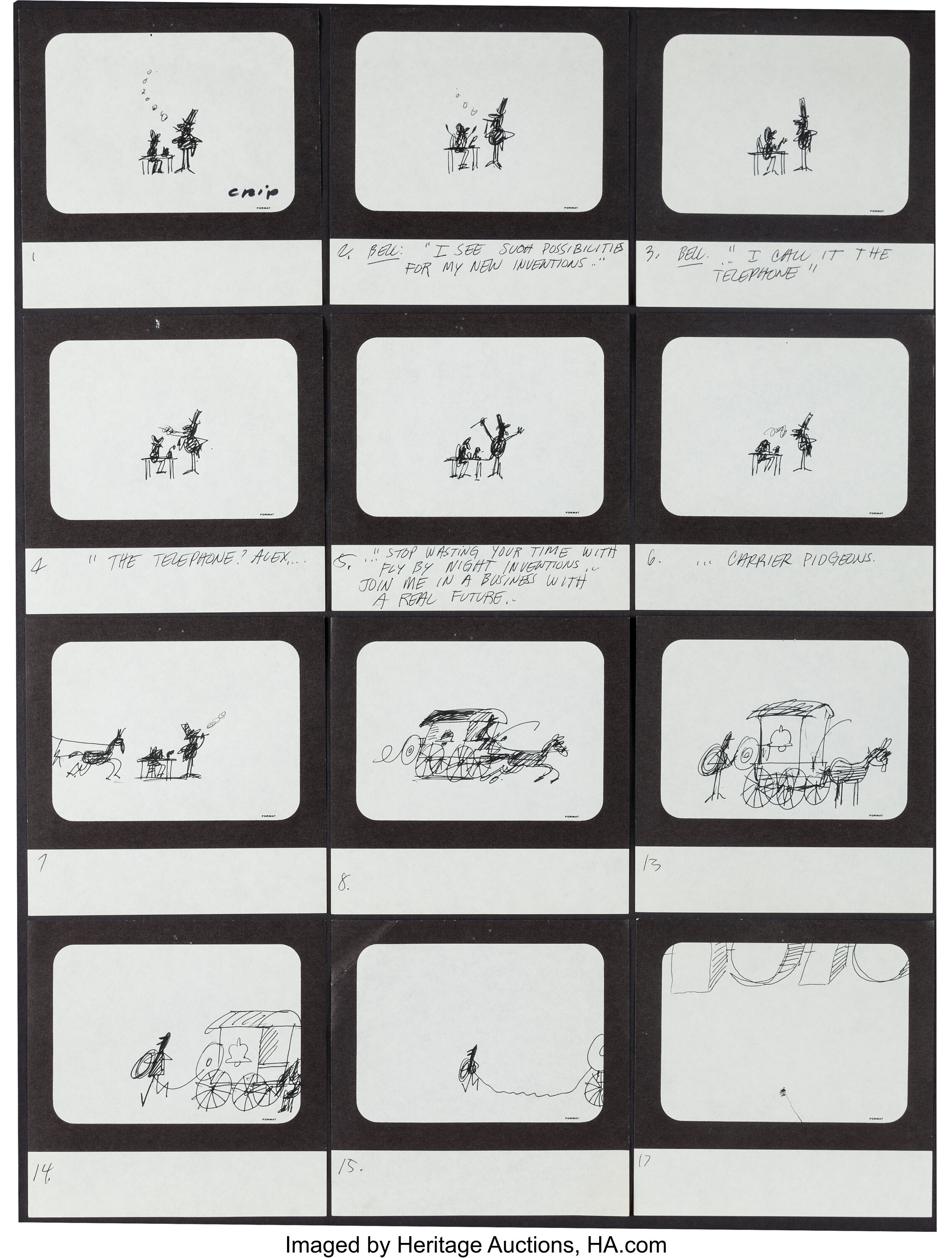 Fred Crippen 100 Years of the Telephone Storyboard Animation Art | Lot ...