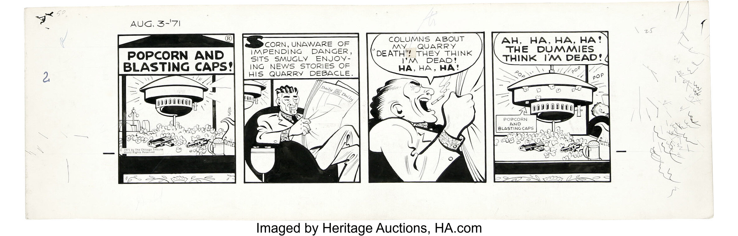 Chester Gould - Dick Tracy Daily Comic Strip Original Art, dated | Lot ...
