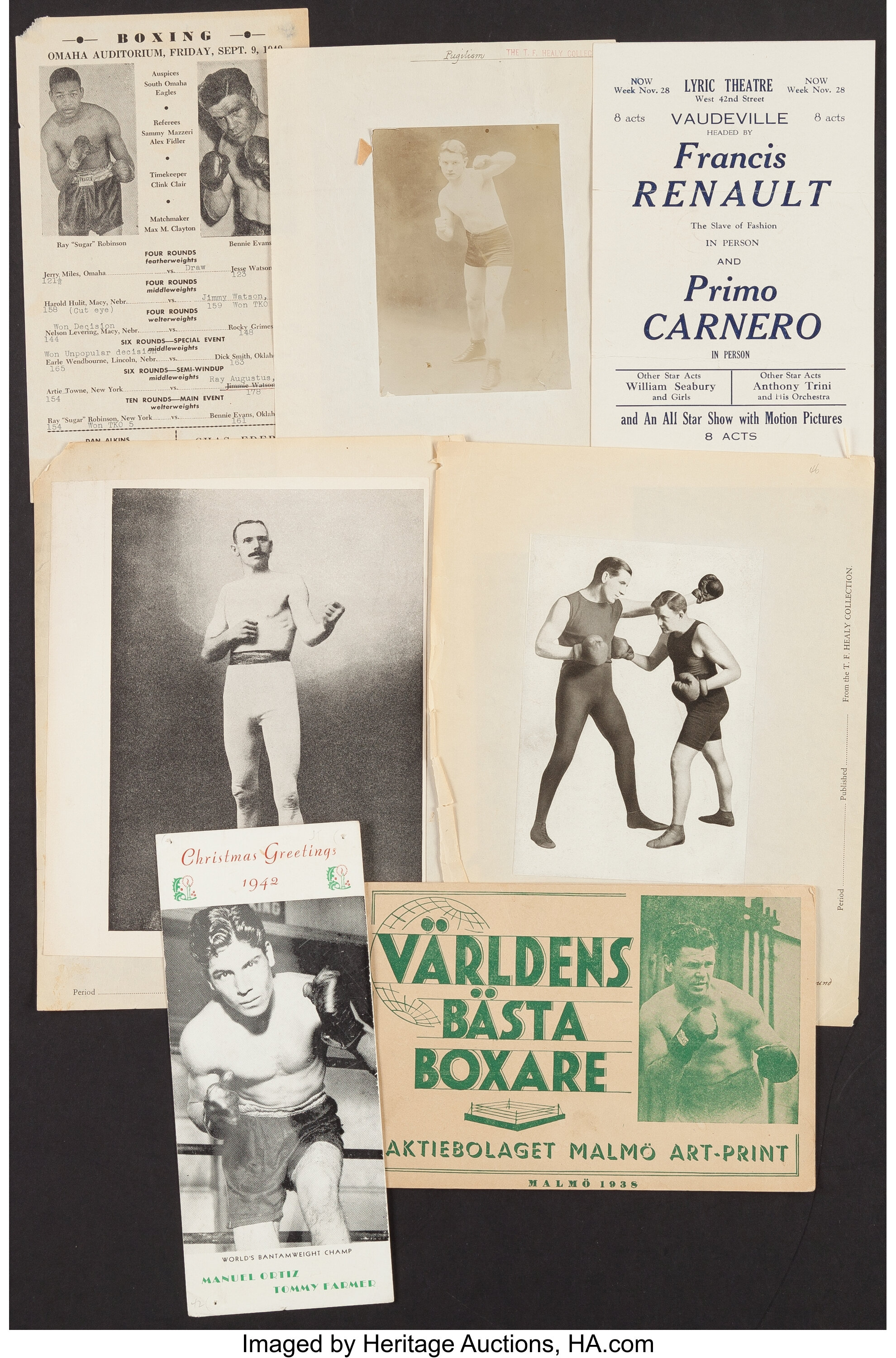 Vintage Boxing Pamphlets, Photographs and Promotional Pieces Lot of ...