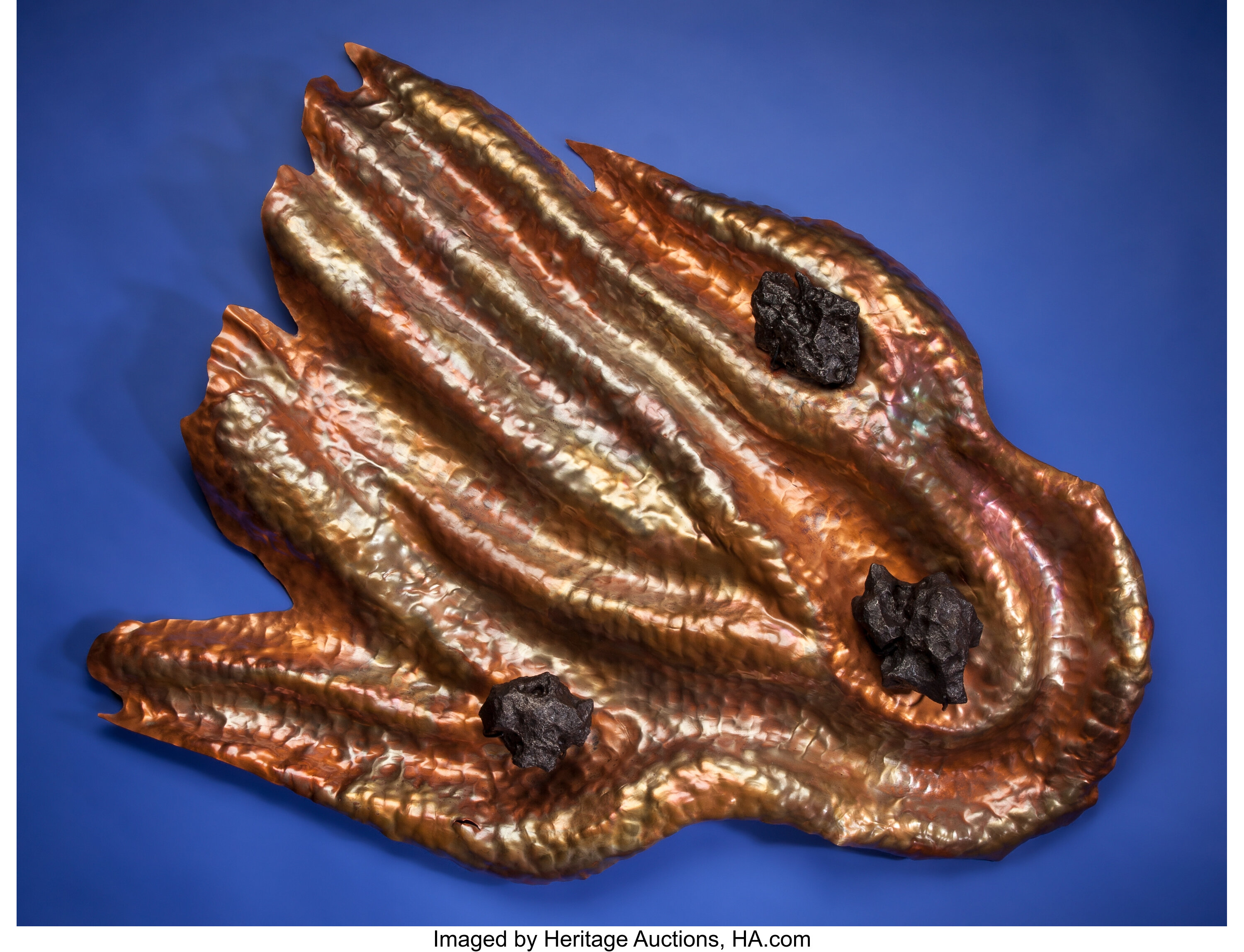 METEORITE ATMOSPHERIC ENTRY ("BOLIDE"). Meteorites atop Smithed | Lot ...
