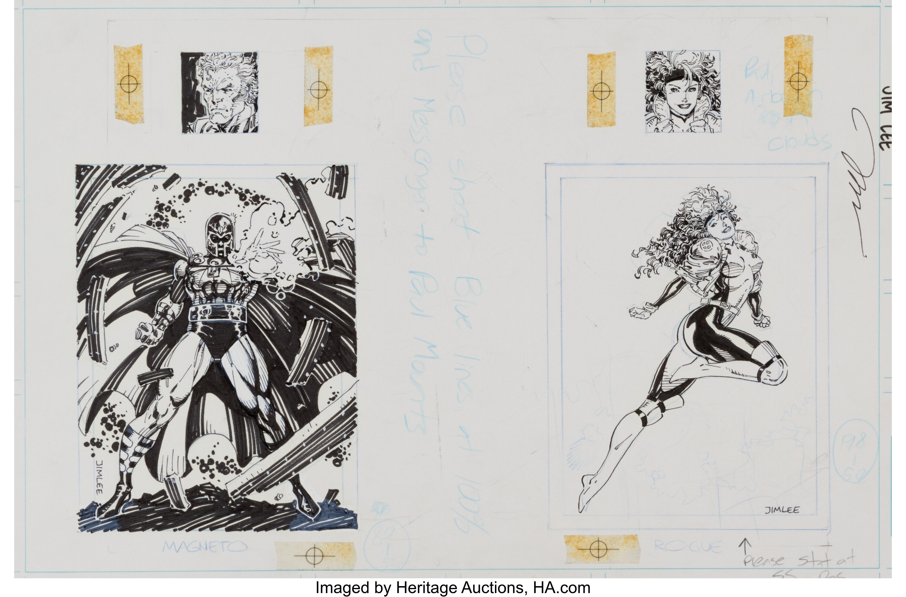 Jim Lee X-Men Trading Cards Series I - Magneto/Rogue Original Art | Lot ...