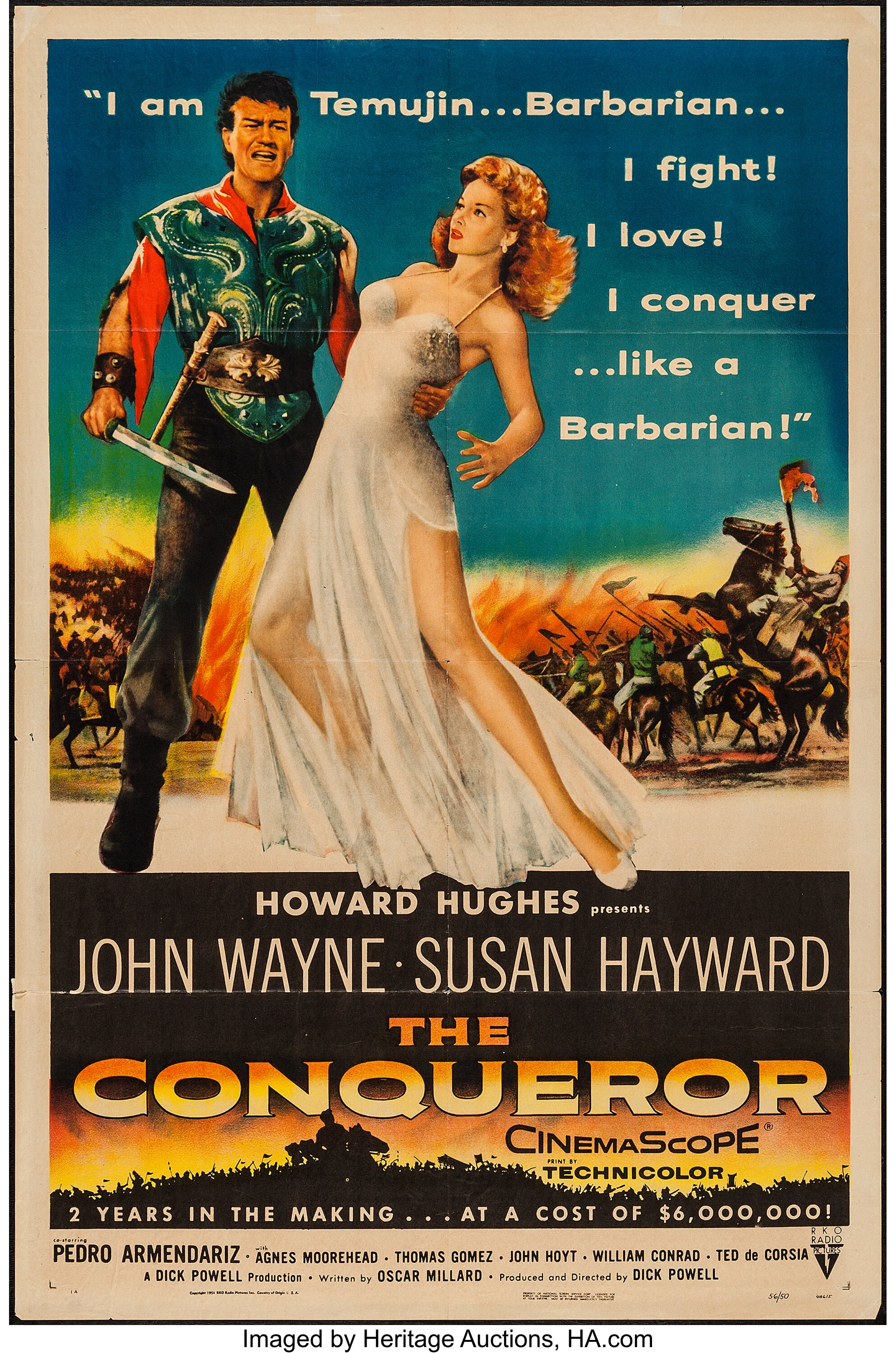 The Conqueror (RKO, 1956). One Sheet (27" X 41"). Action.. ... | Lot ...