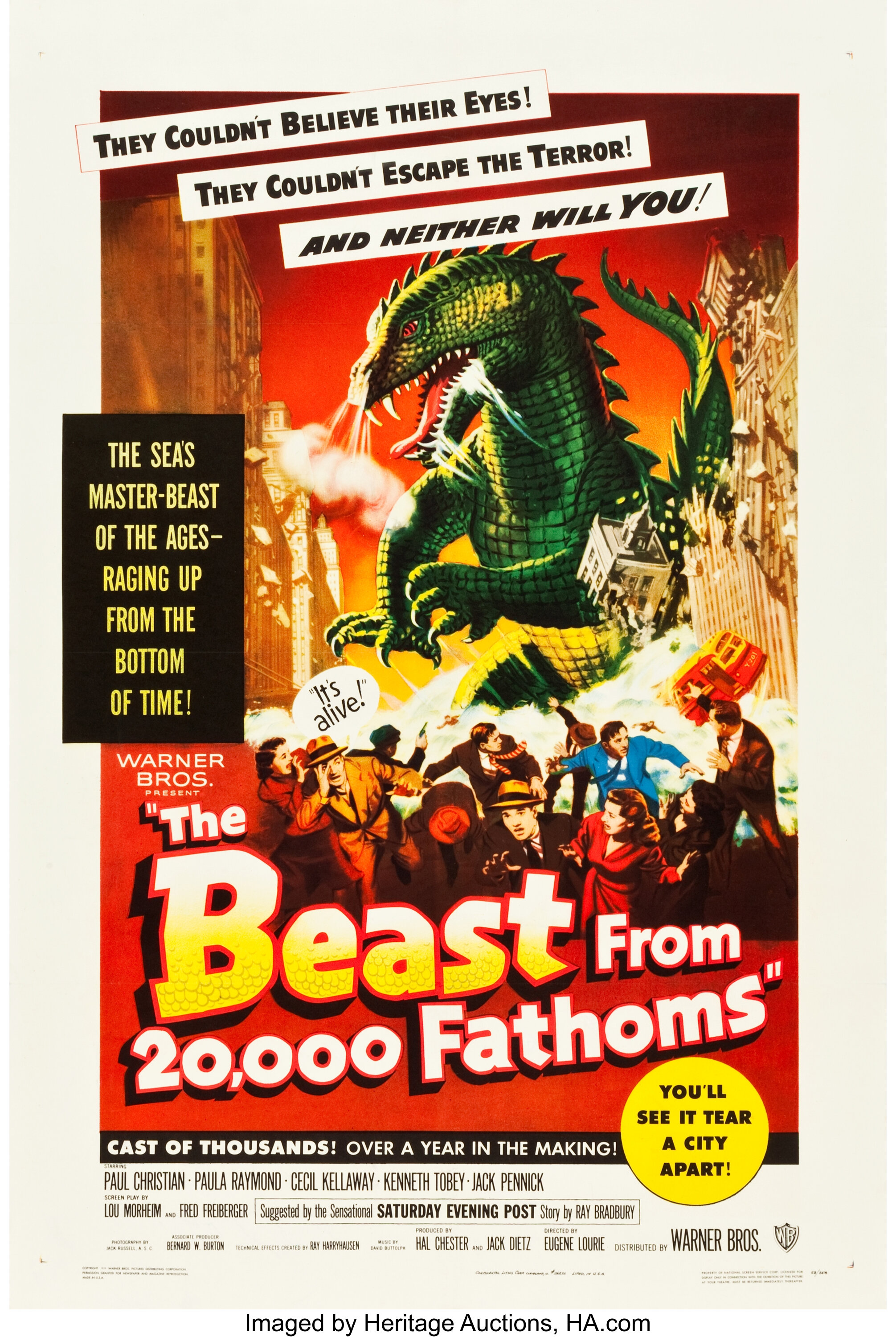 The Beast from 20,000 Fathoms (Warner Brothers, 1953). One Sheet | Lot ...