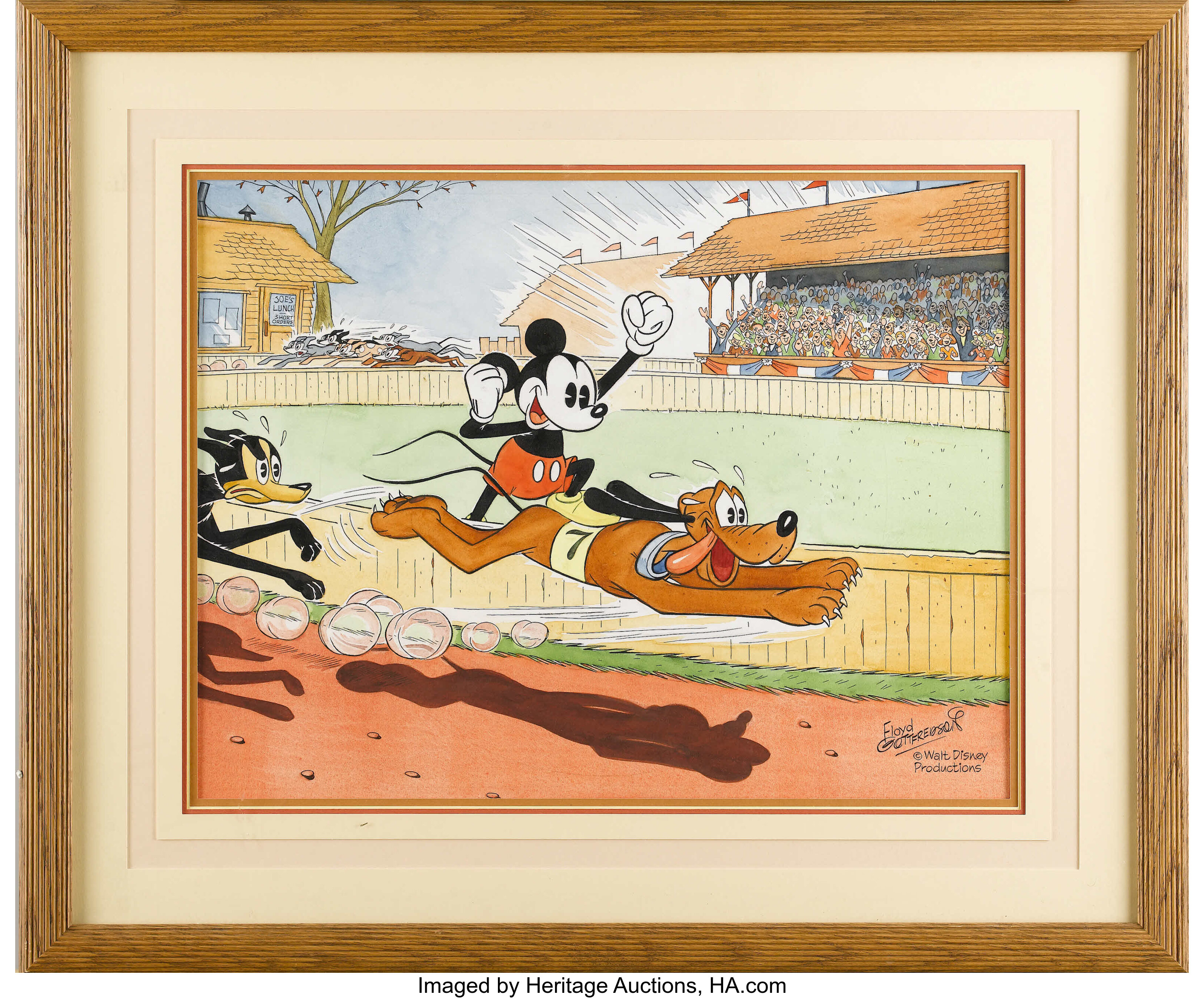Floyd Gottfredson - "Mickey Mouse and Pluto the Racer" Painting | Lot ...