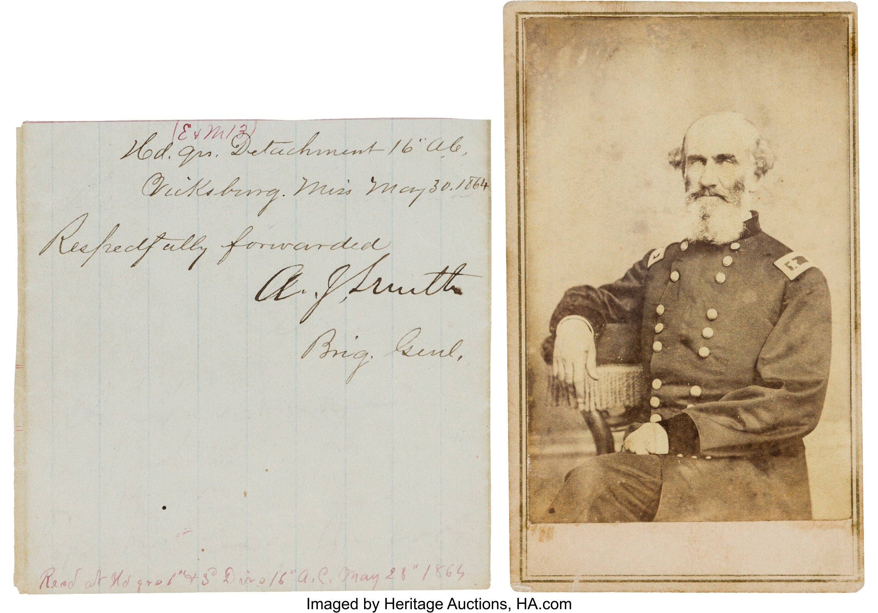 Union Major General Andrew Jackson Smith Carte de Visite and | Lot ...