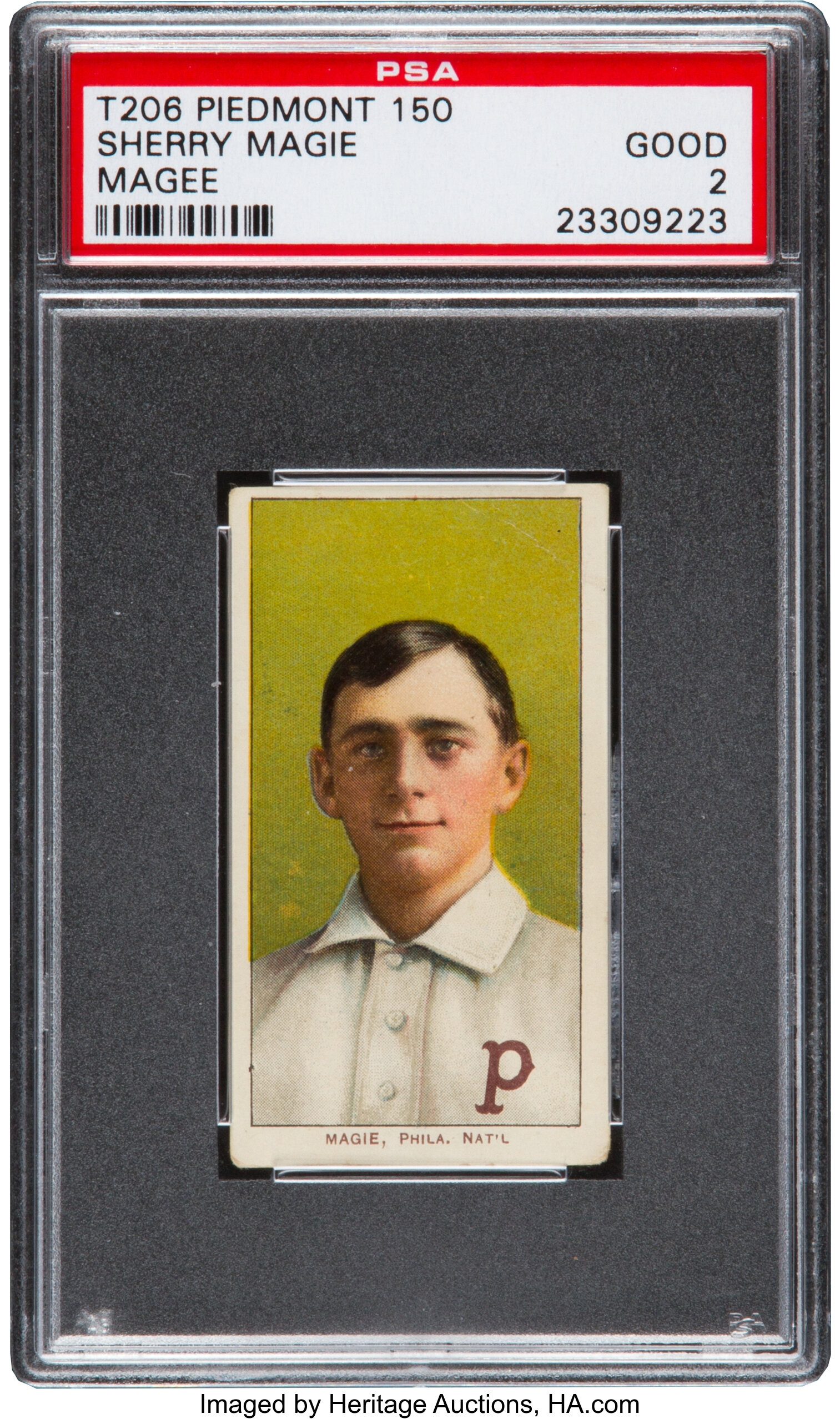 1909-11 T206 Piedmont Sherry Magee "MAGIE" Error PSA Good 2 - The | Lot ...