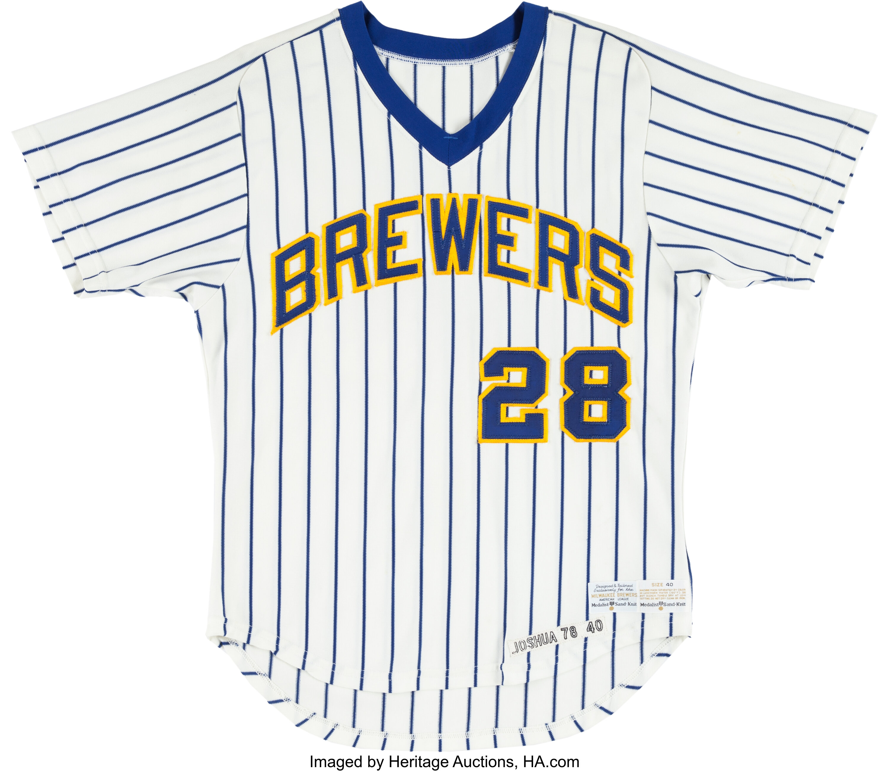 1978 Von Joshua Game Issued Milwaukee Brewers Jersey. ... Baseball ...