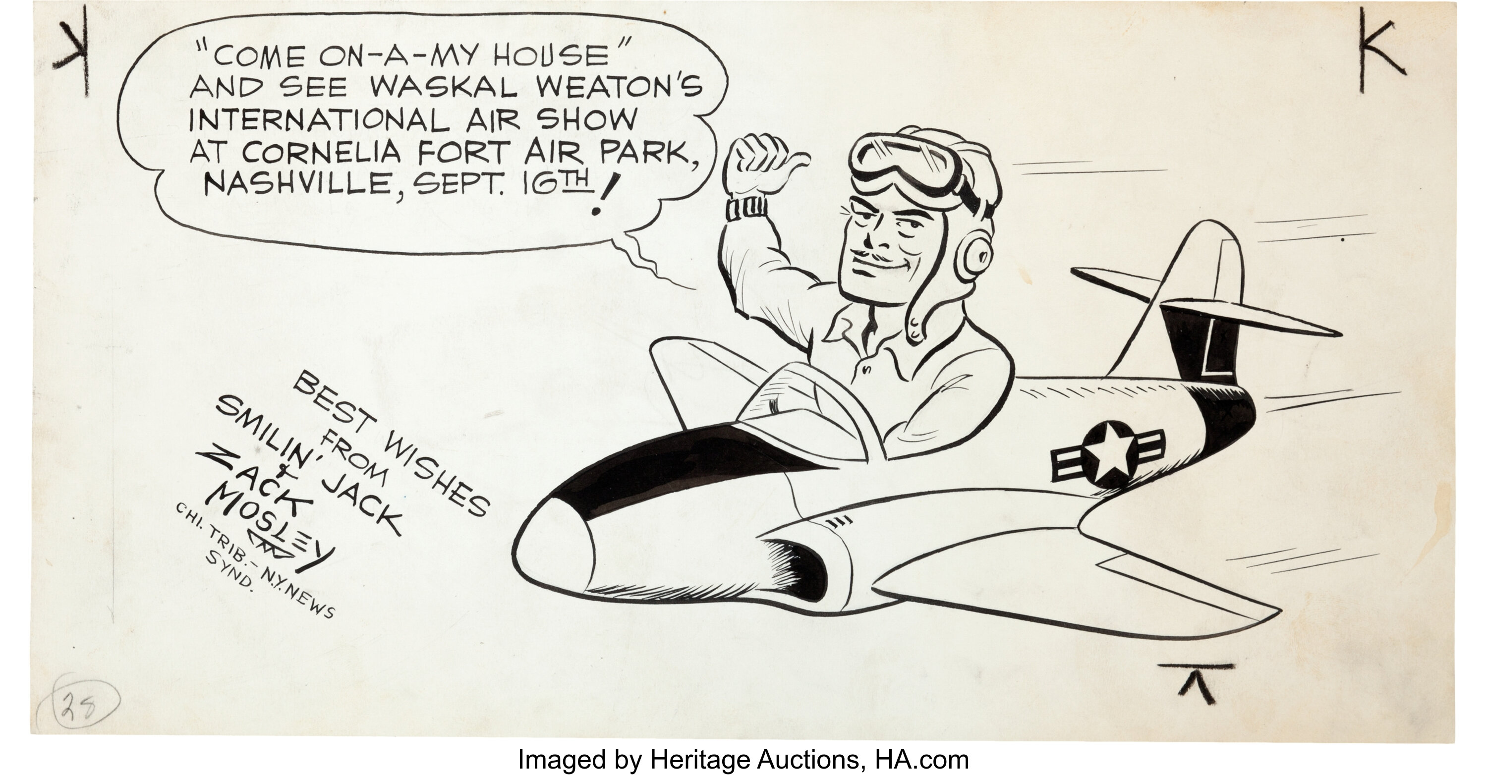 Zack Mosley Smilin' Jack Air Show Promotion Illustration Original | Lot ...