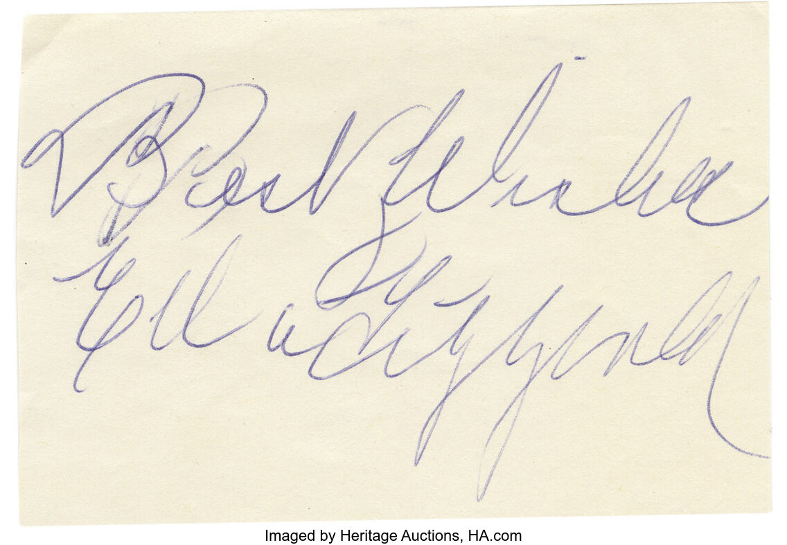 Ella Fitzgerald Autograph Cut. An Ella Fitzgerald autograph cut (in ...