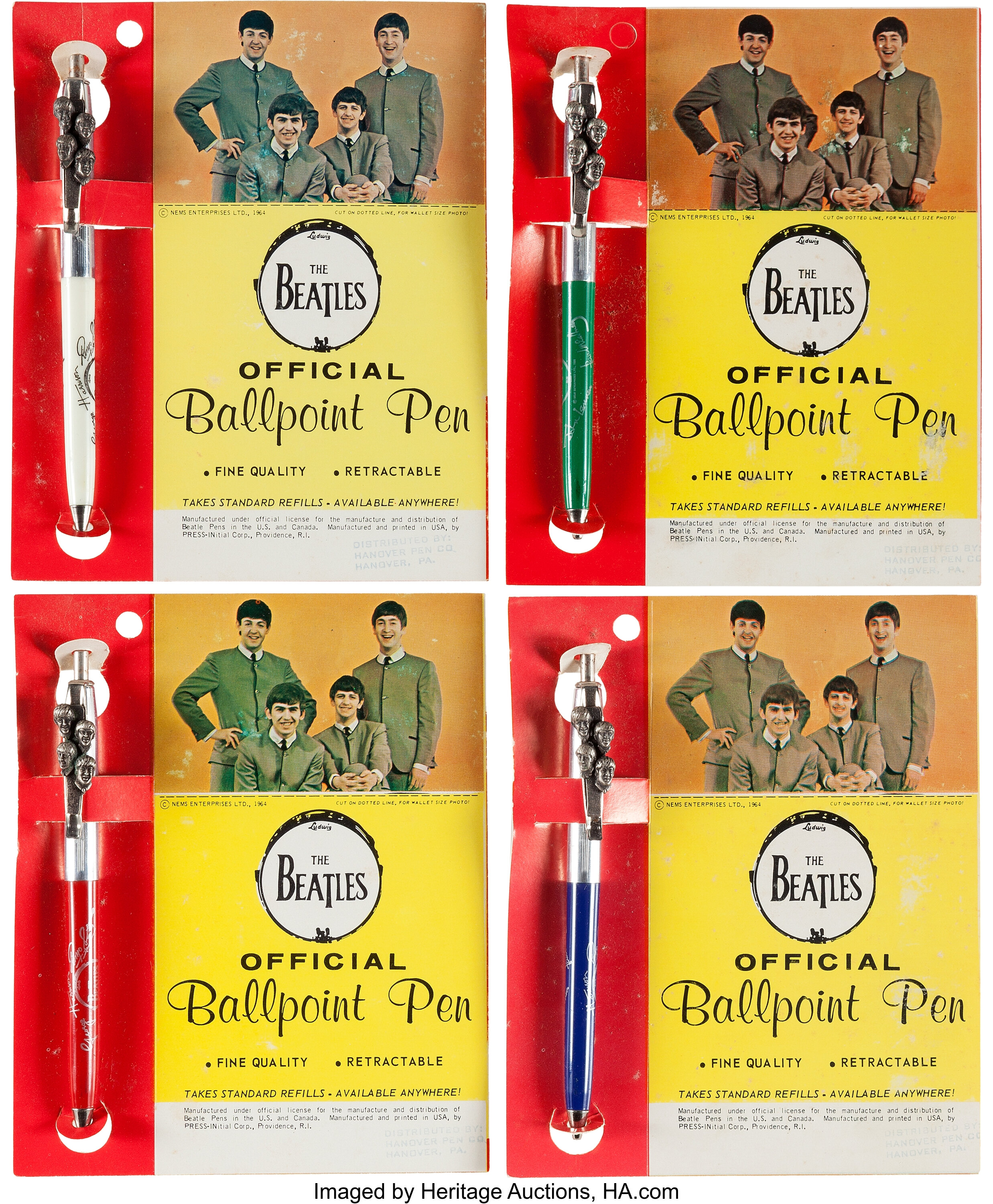 Beatles Official Ballpoint Pens (Set of Four Colors) by | Lot #89327 ...