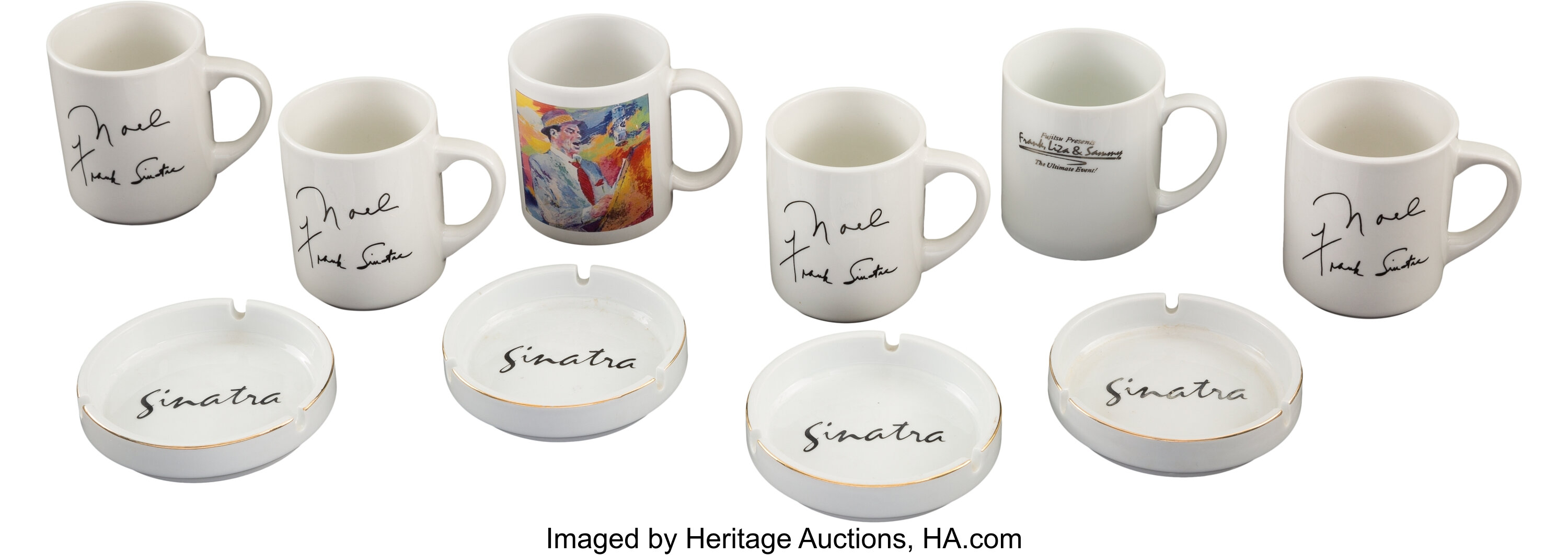 A Frank Sinatra Group of Coffee Mugs and Ashtrays, 1980s-1990s ...