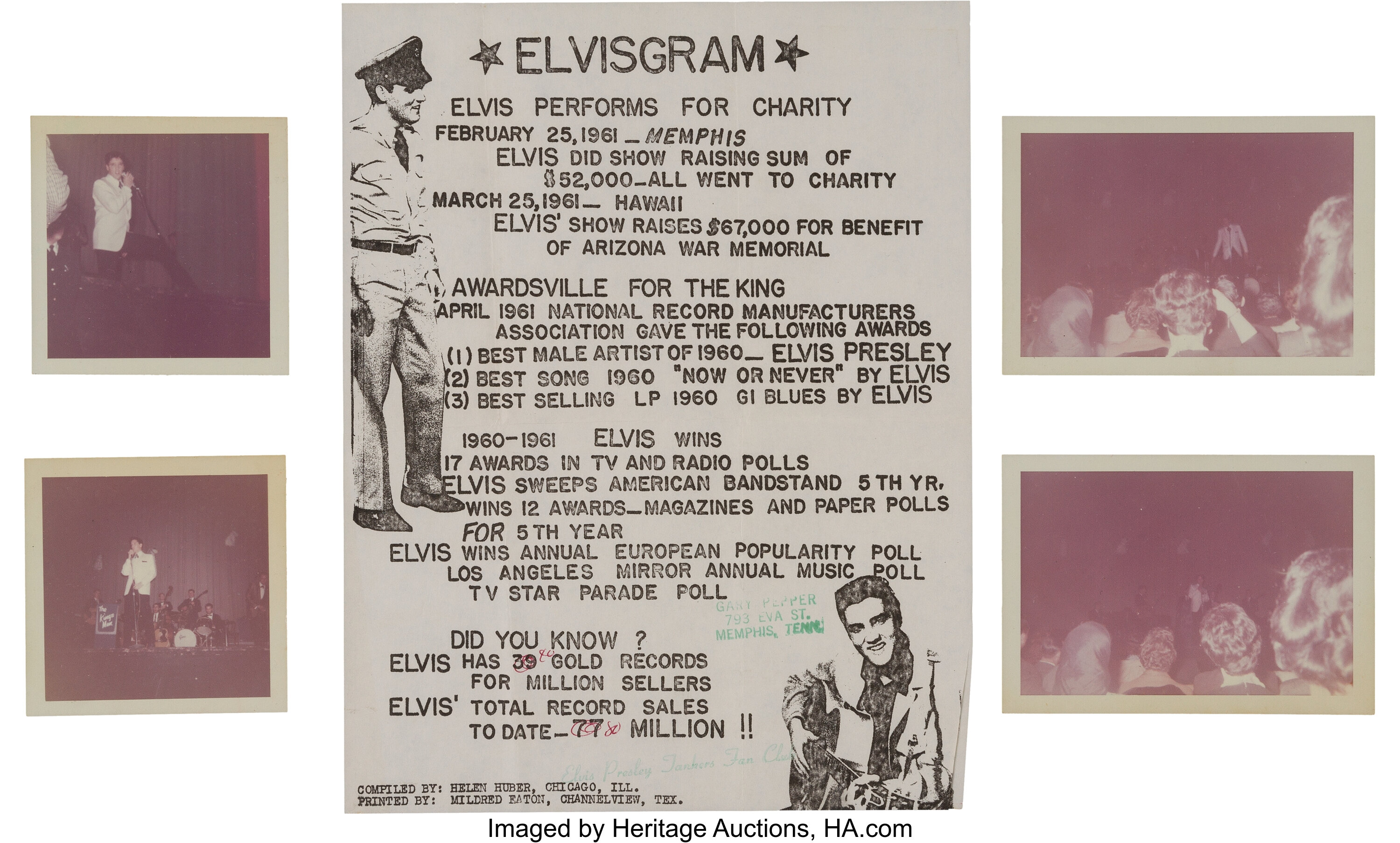 Elvis Presley Photos and Flier (1961).... Music Memorabilia Photos ...
