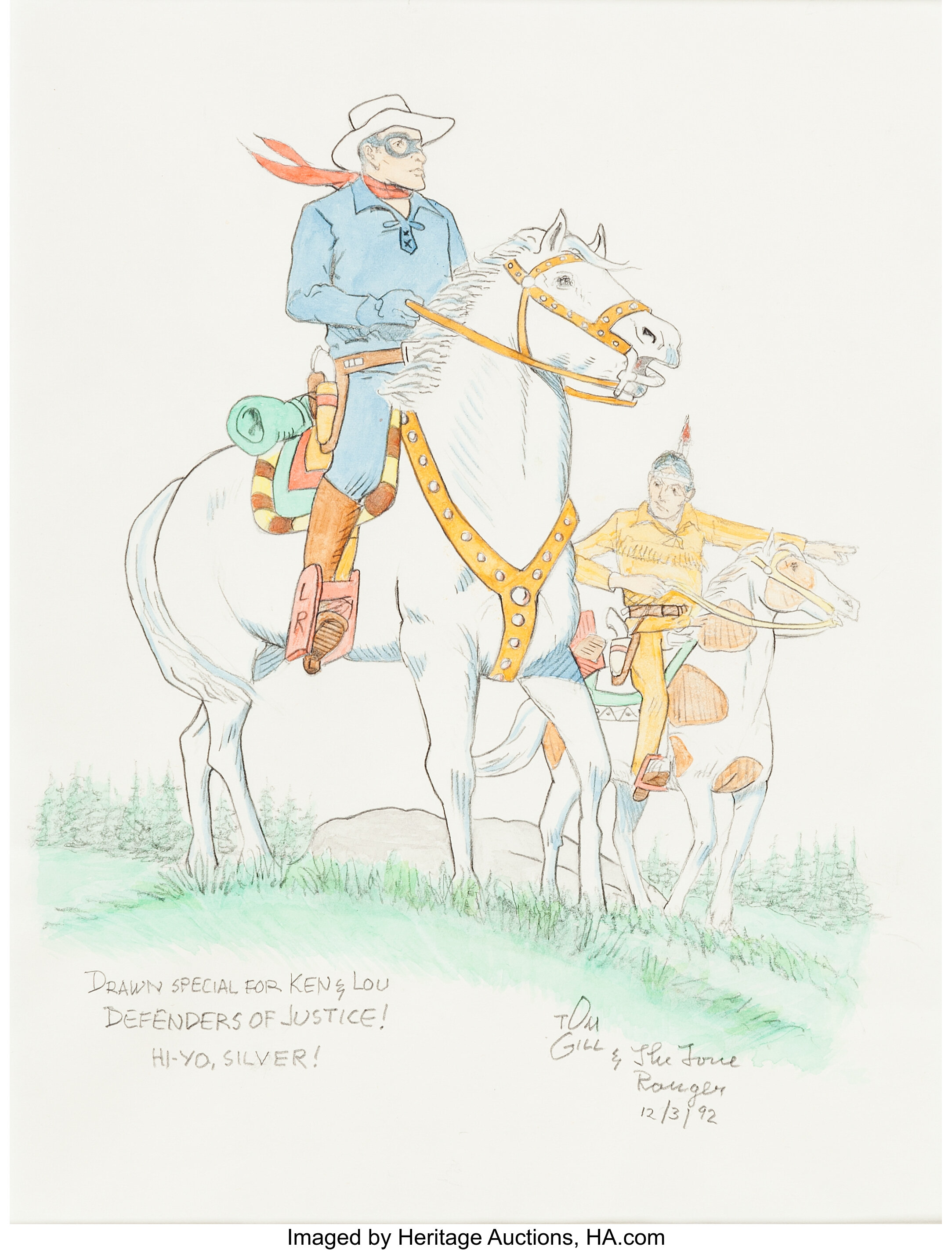 Tom Gill Lone Ranger and Tonto Illustration Original Art (1992). | Lot ...
