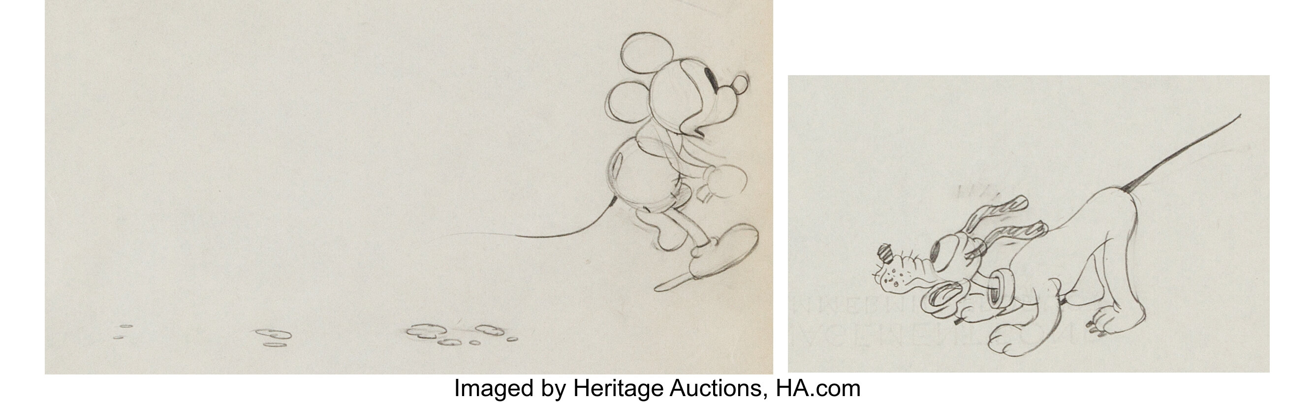 Mickey Mouse and Pluto Production Drawing Animation Art Group (Walt ...
