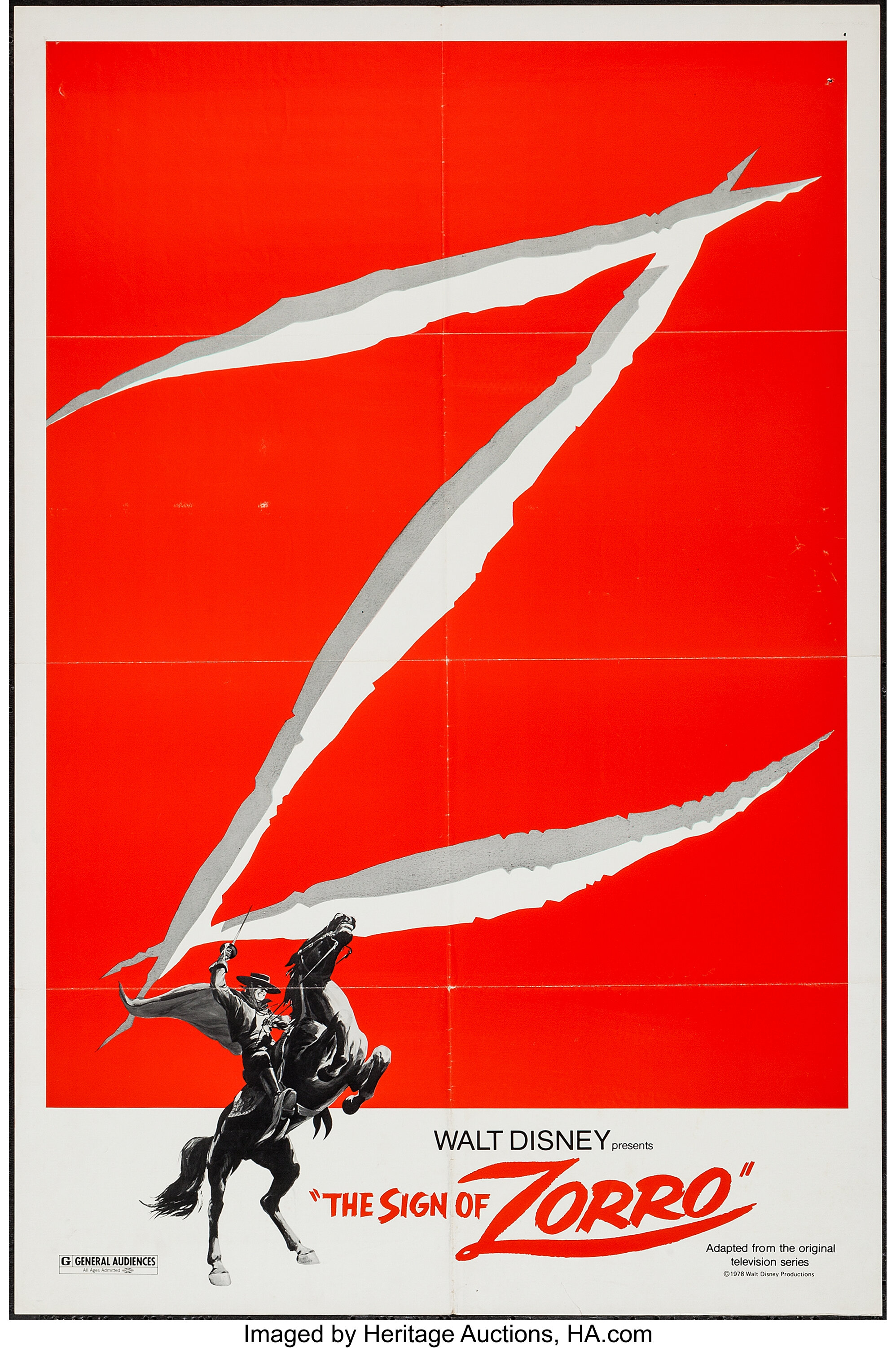 The Sign of Zorro (Buena Vista, R-1978). One Sheet (27" X 41"). | Lot ...