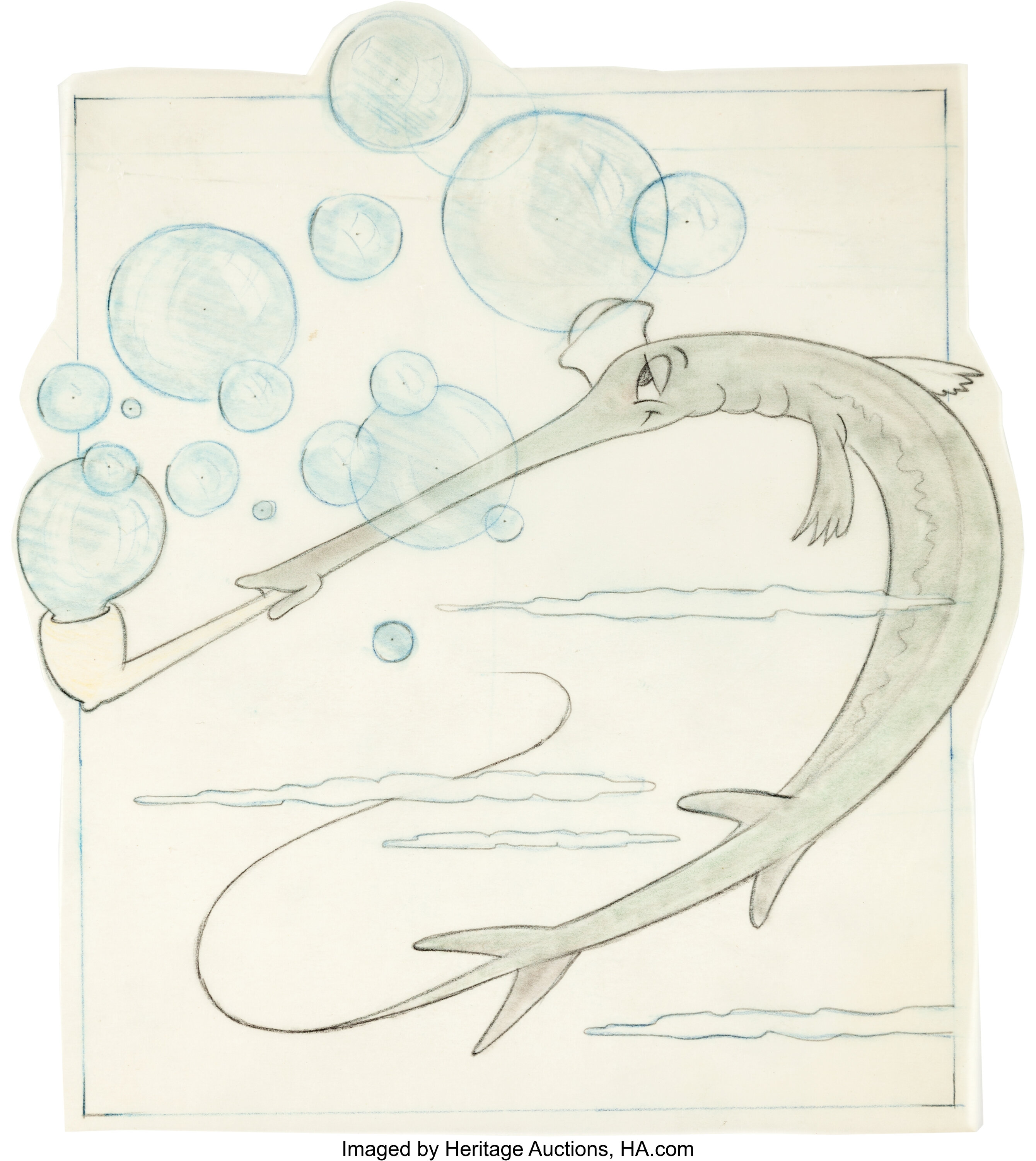 USS Pipefish Insignia Design Preliminary Sketch by Hank Porter | Lot ...