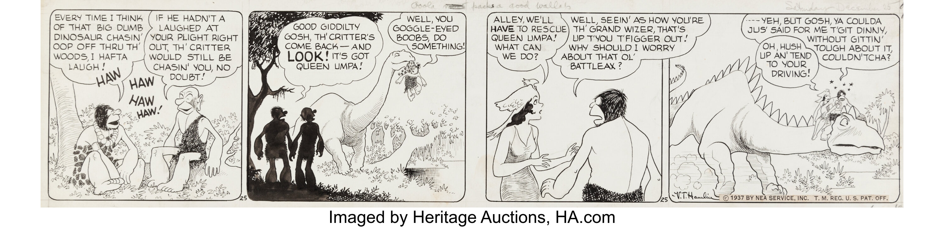 V. T. Hamlin Alley Oop Daily Comic Strip Original Art dated | Lot ...