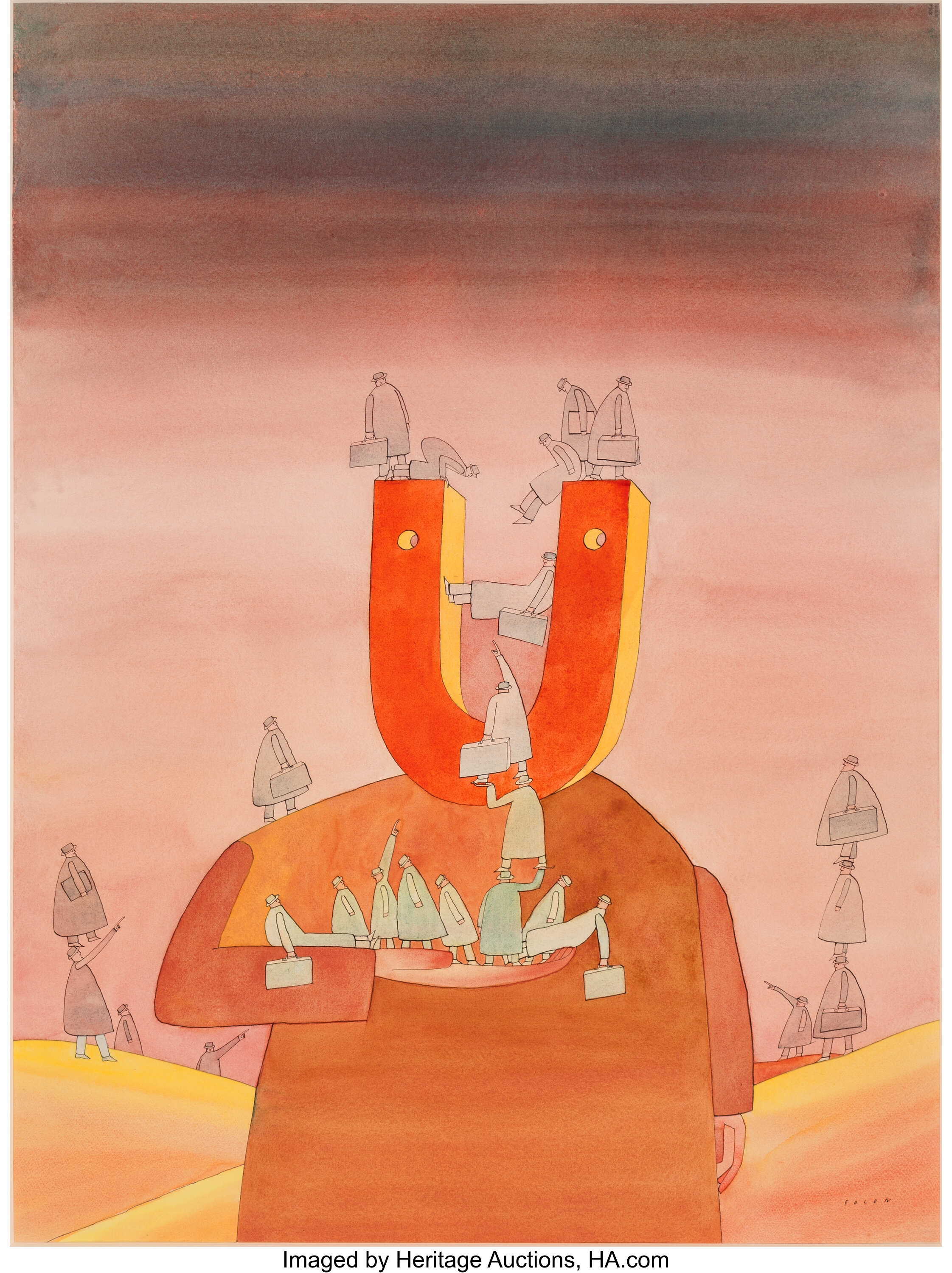 JEAN MICHEL FOLON (Belgian/American, 1934-2005). U Man. Watercolor ...
