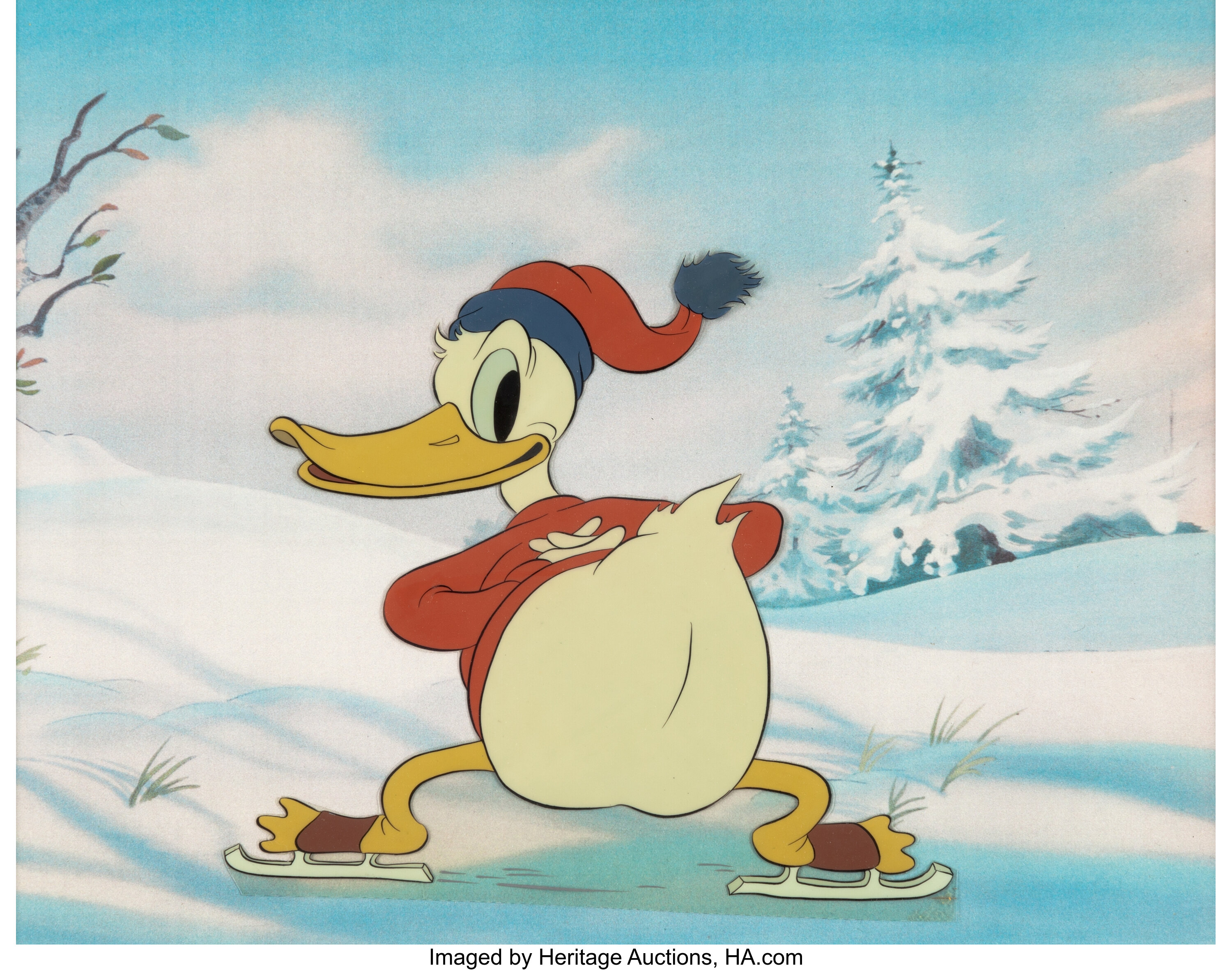 On Ice Donald Duck Production/Color Model Cel (Walt Disney, | Lot ...