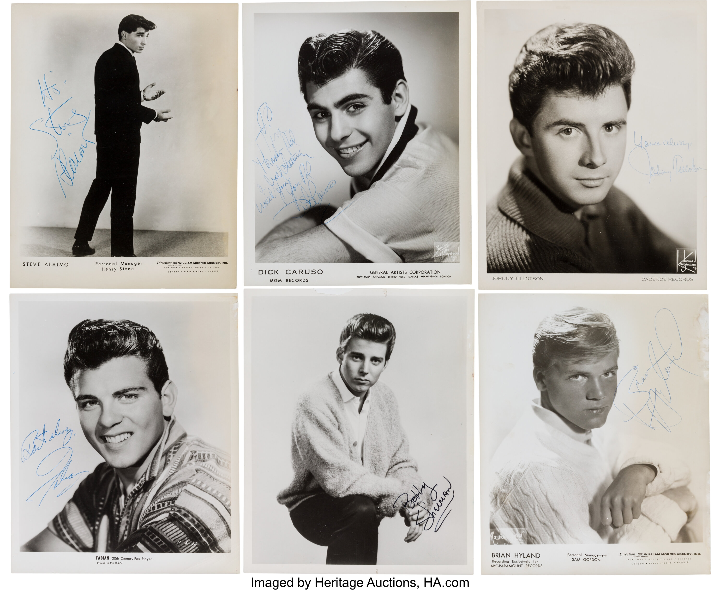 A Group of Autographed 1950s & 60s Teen Idol Photographs.... Music ...