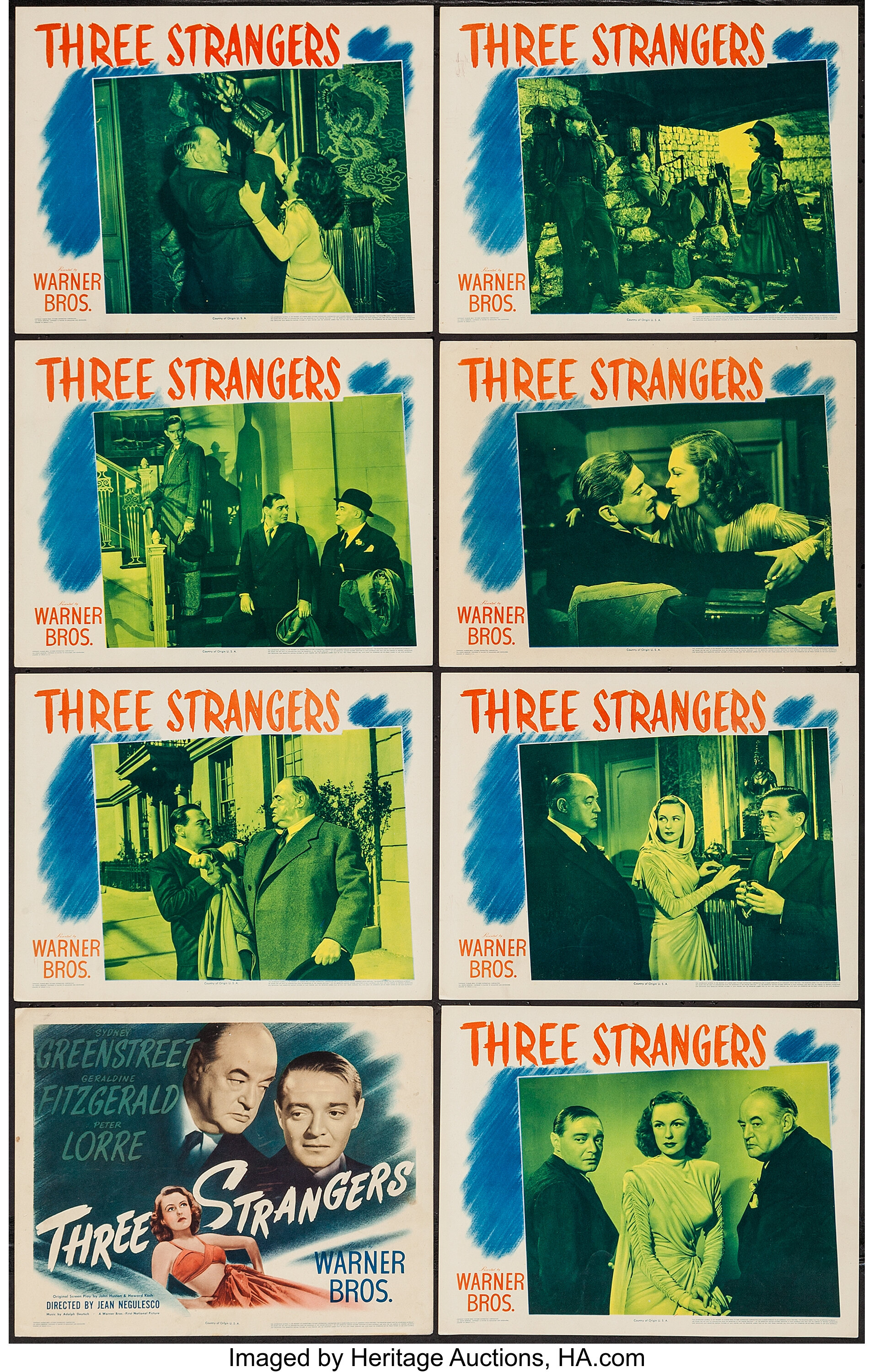 Three Strangers (Warner Brothers, 1946). Lobby Card Set of 8 (11" X ...
