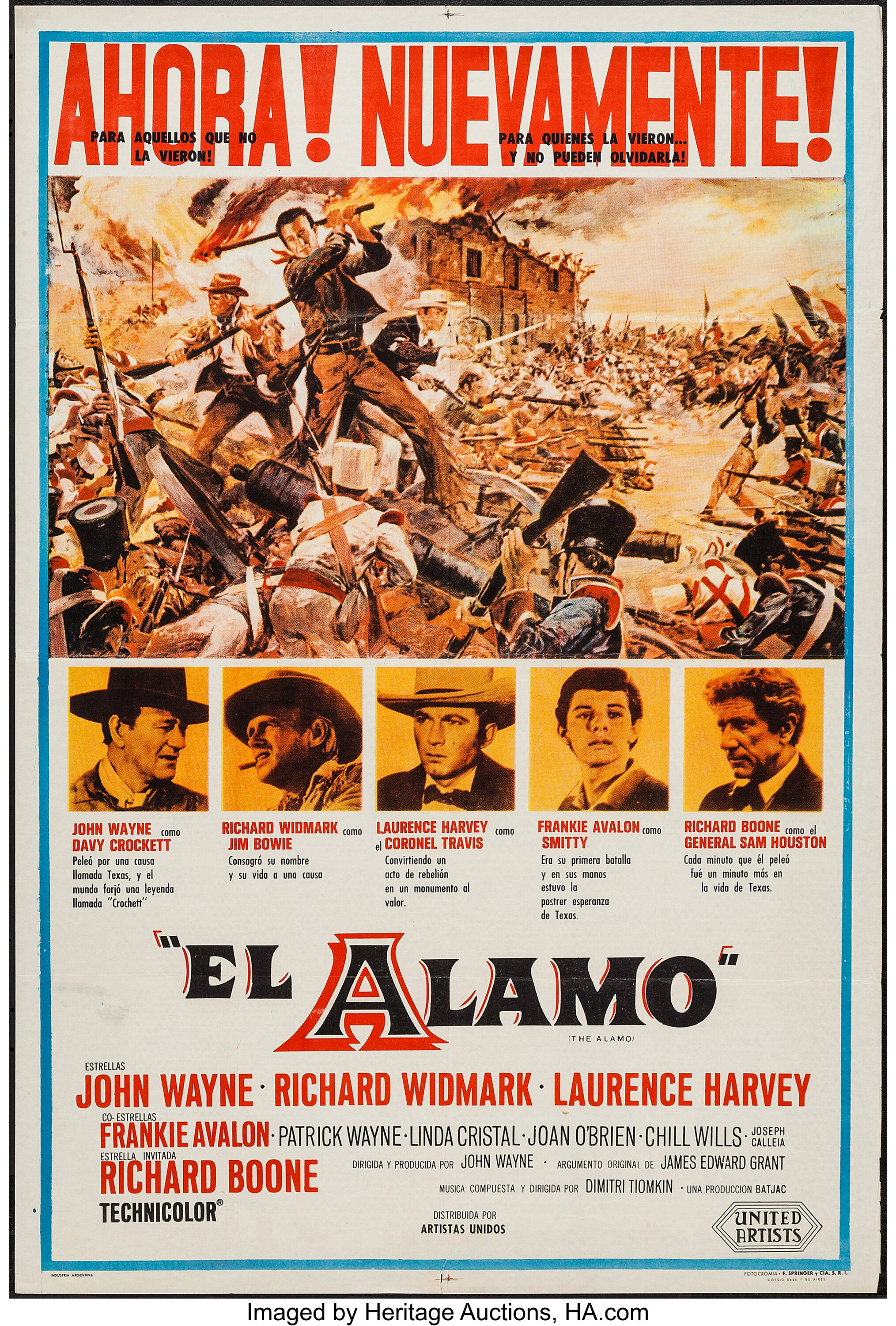 The Alamo (United Artists, 1960). Argentinean Poster (29" X 43"). | Lot ...