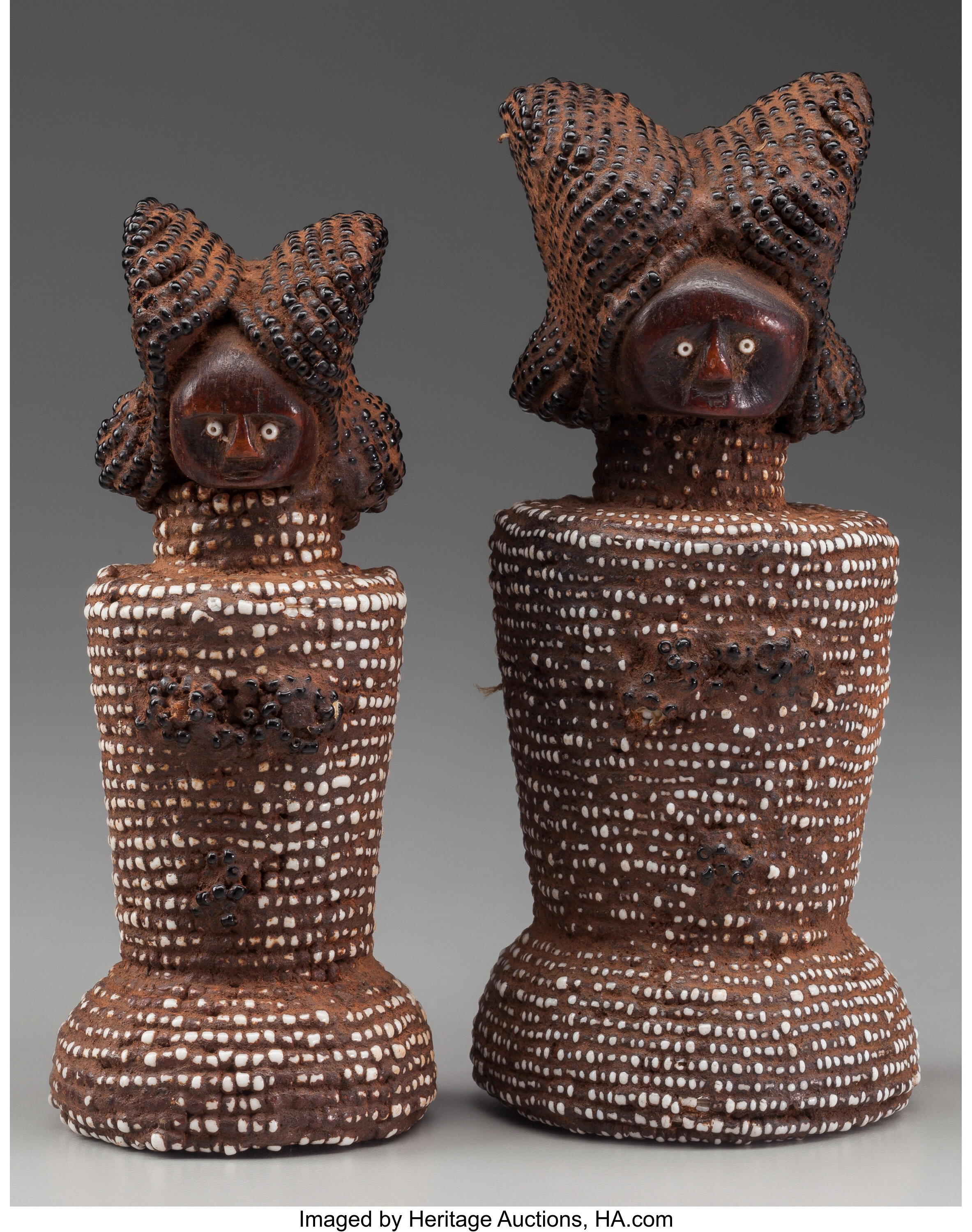 ZARAMO TWO FEMALE FIGURES. (TANZANIA, EASTERN AFRICA)... Paintings ...