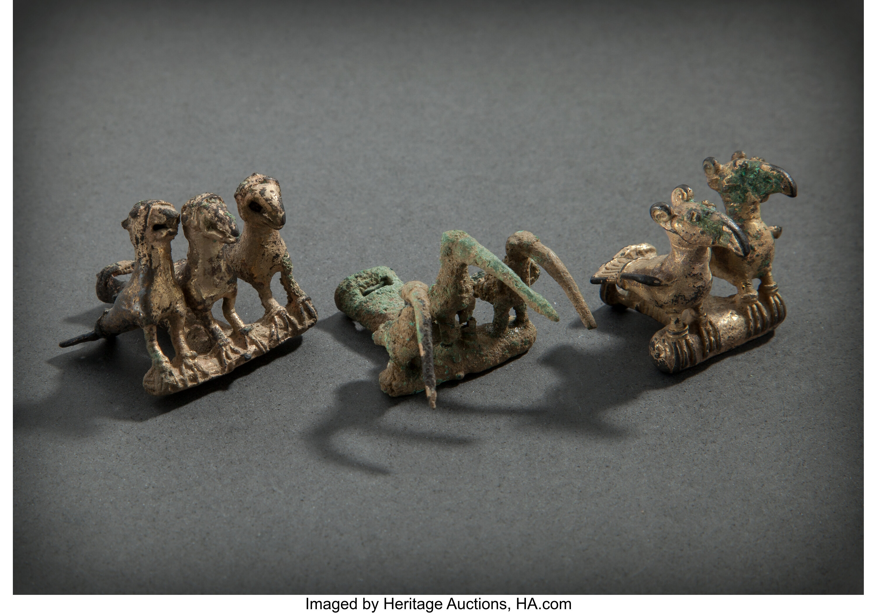 A Group of Sinu Tumbaga and Copper Staff Finials... (Total: 3 ) | Lot ...