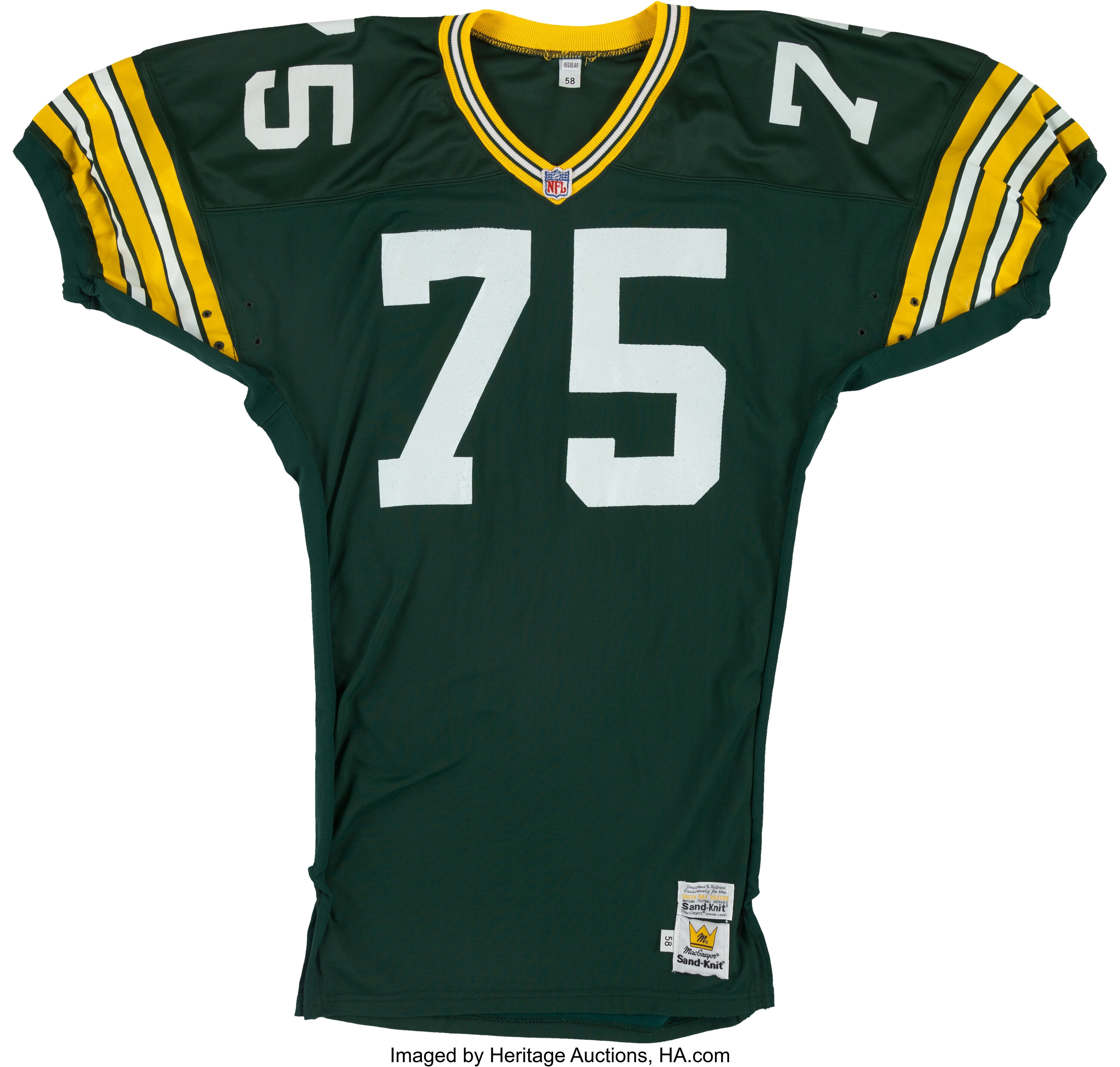 1991 Ken Ruettgers Game Issued Durene Green Bay Packers Jersey ...