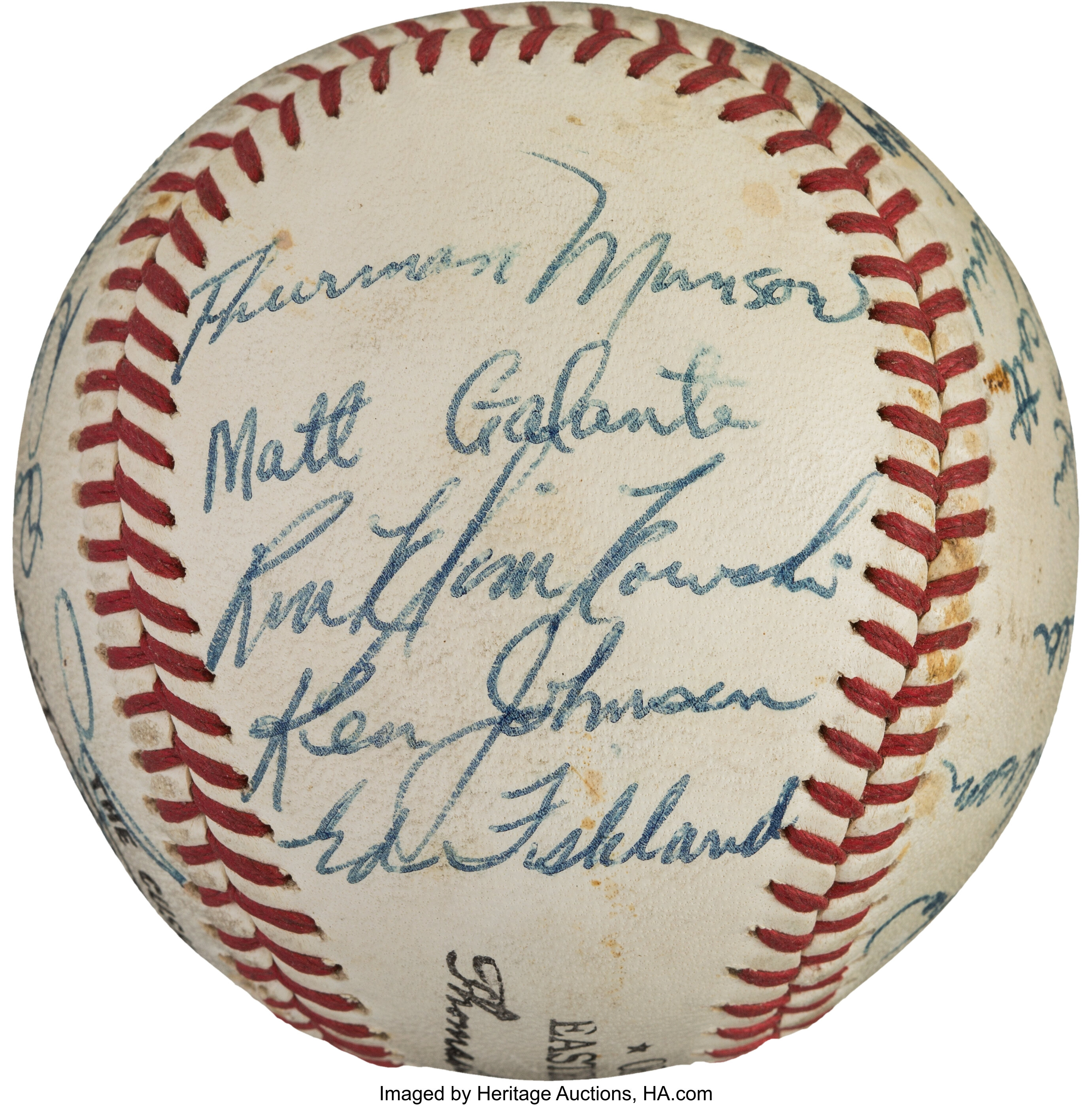 1968 Binghamton Triplets Team Signed Baseball with Thurman Munson ...