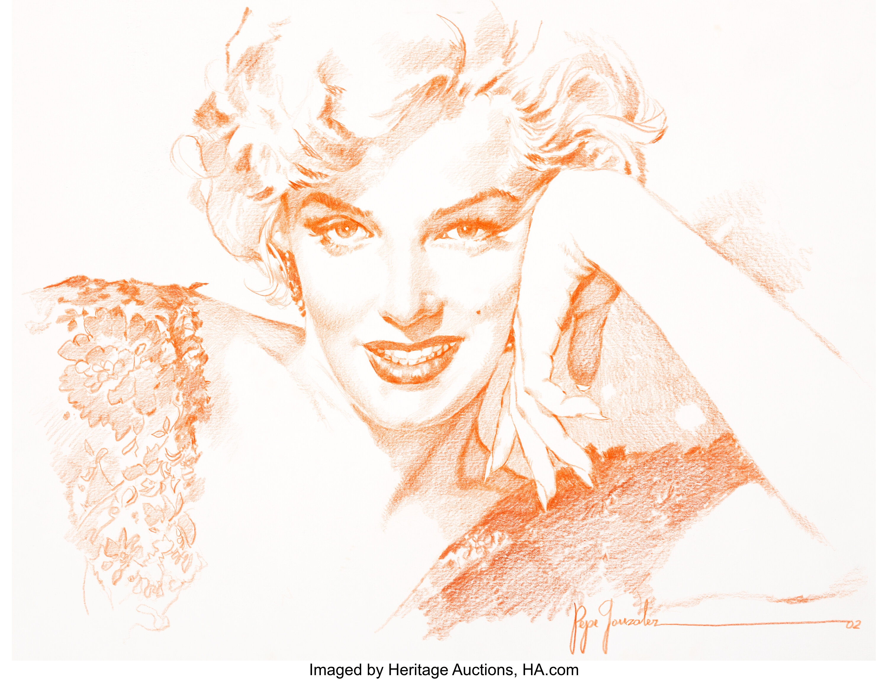Jose Gonzalez - Marilyn Monroe Portrait Illustration Original Art | Lot ...
