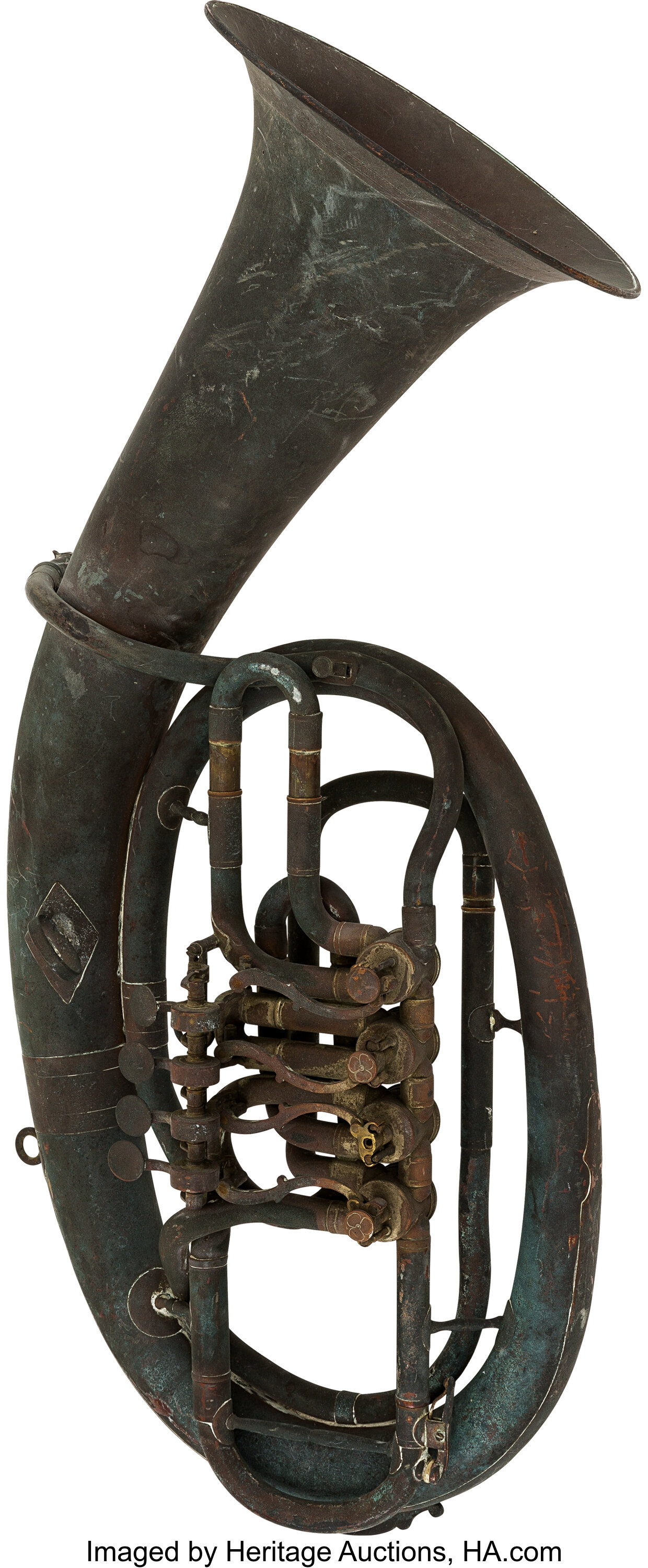 European 19th Century Rotary Valve Copper Euphonium.... Military ...