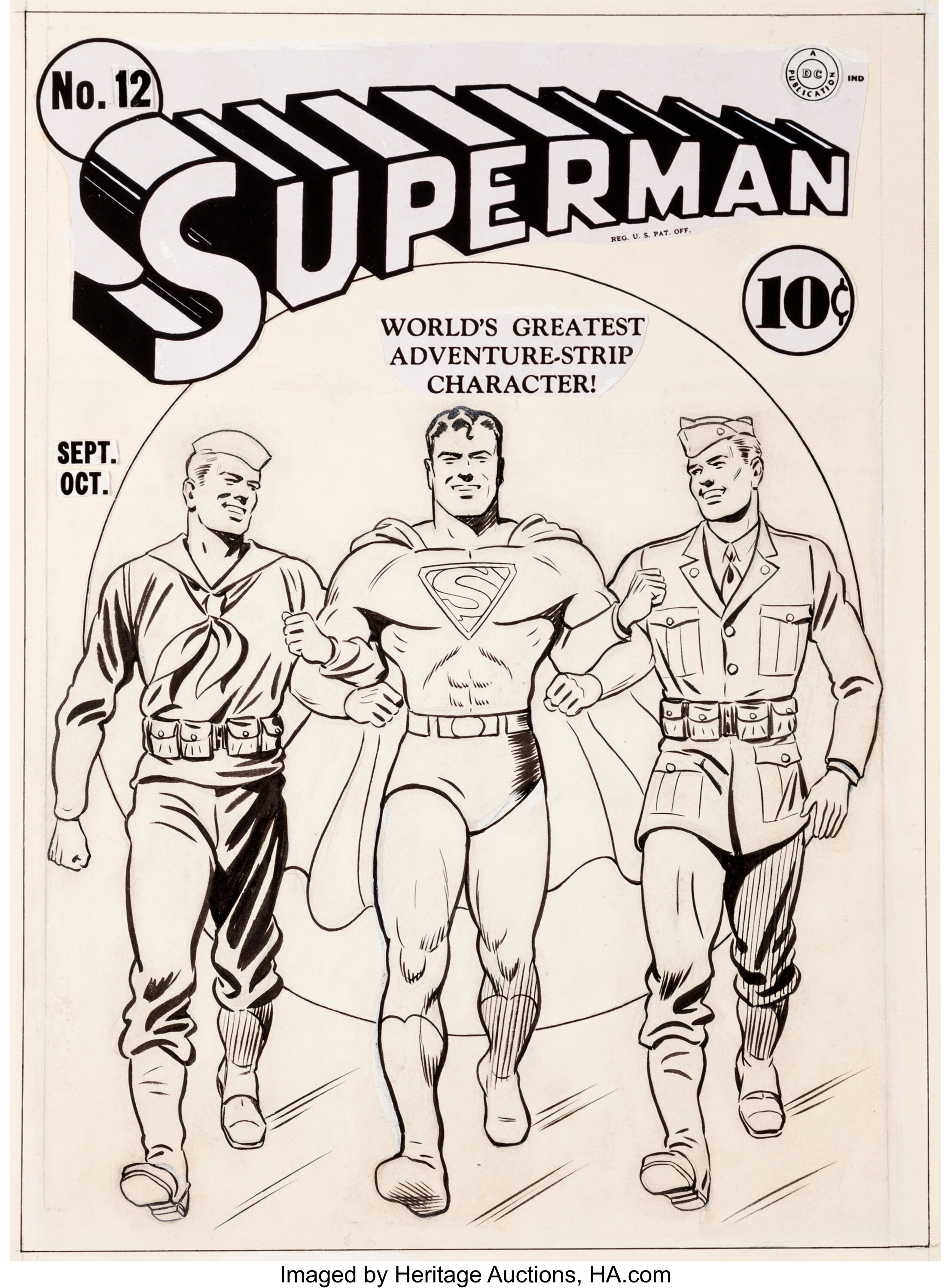 Fred Ray Superman #12 Cover Original Art (DC, 1941).... Original | Lot ...