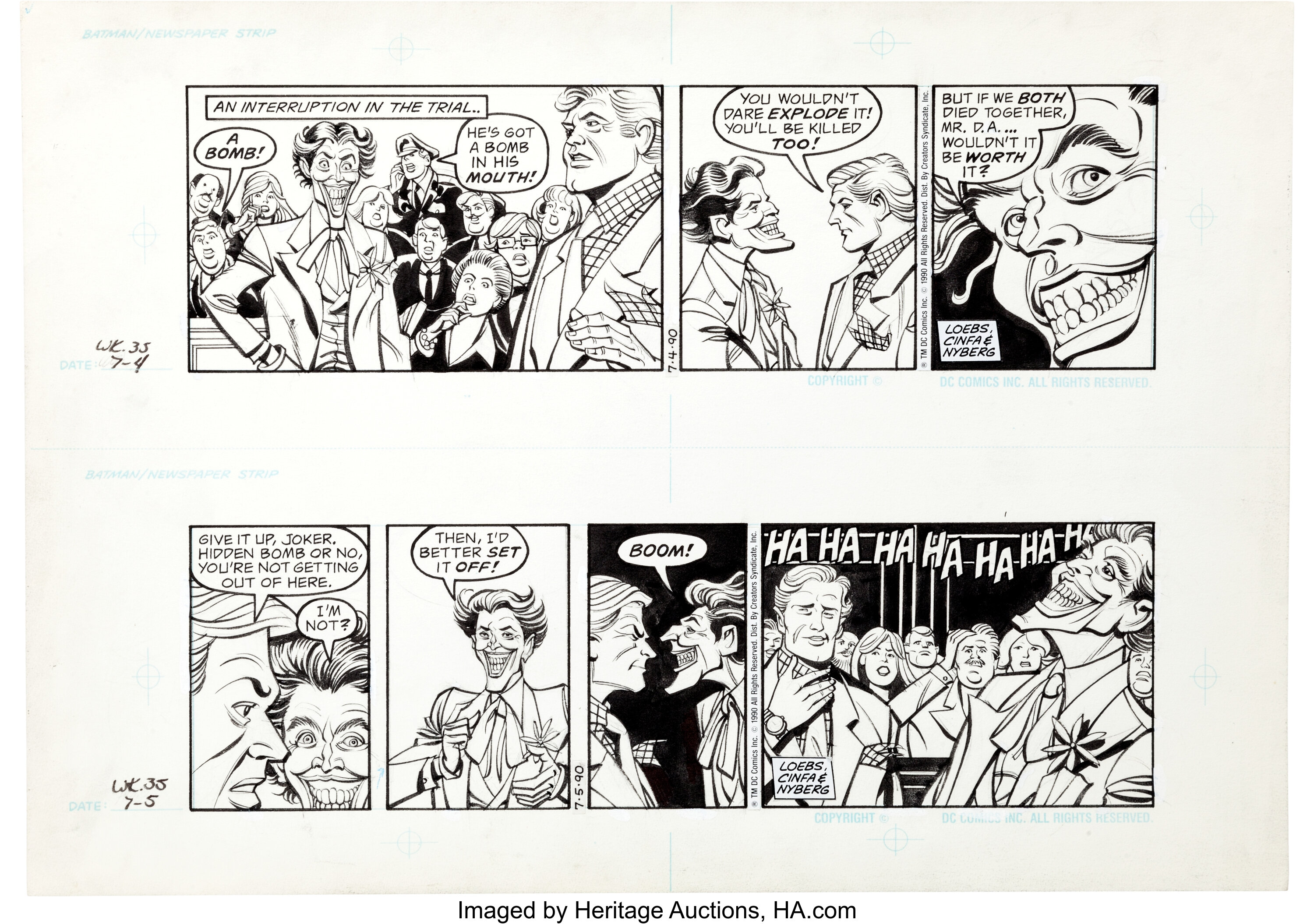 Carmine Infantino and John Nyberg Batman Daily Comic Strip Original ...