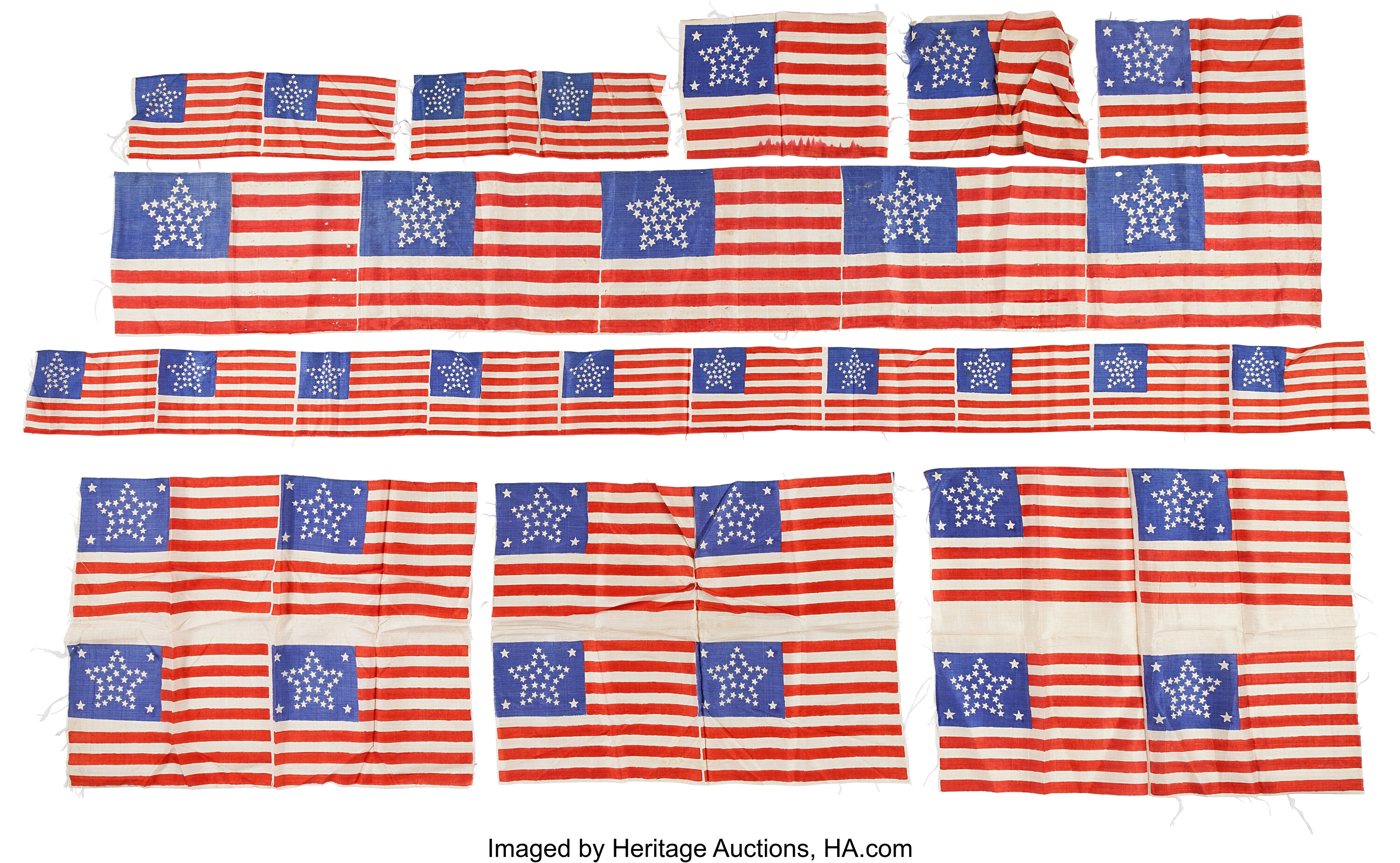 Original Civil War Patriotic U.S. Flags: Large Lot of Forty Silk | Lot ...