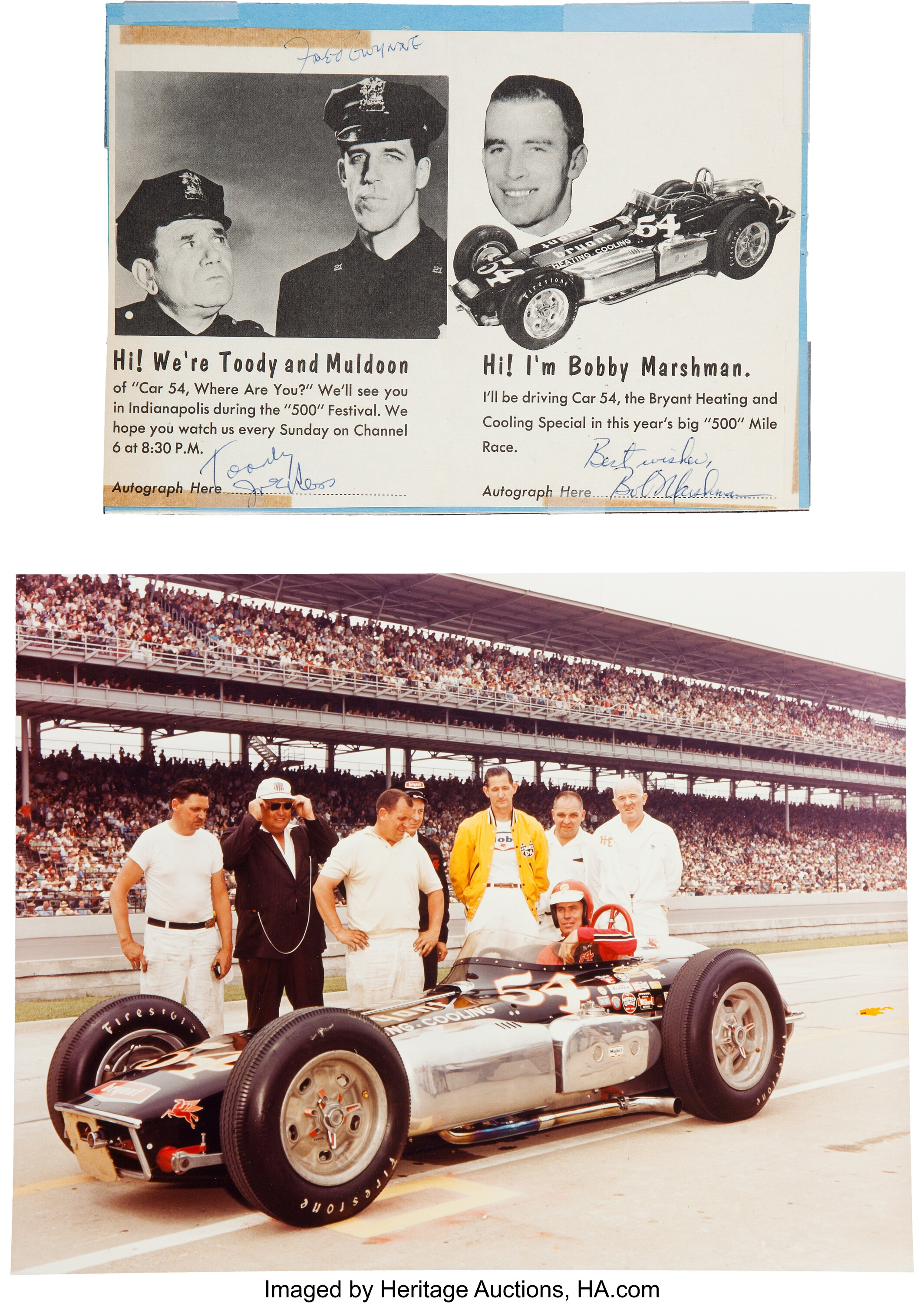 1950s Bobby Marshman Joe Ross And Fred Gwynne Signed Car 54 Lot