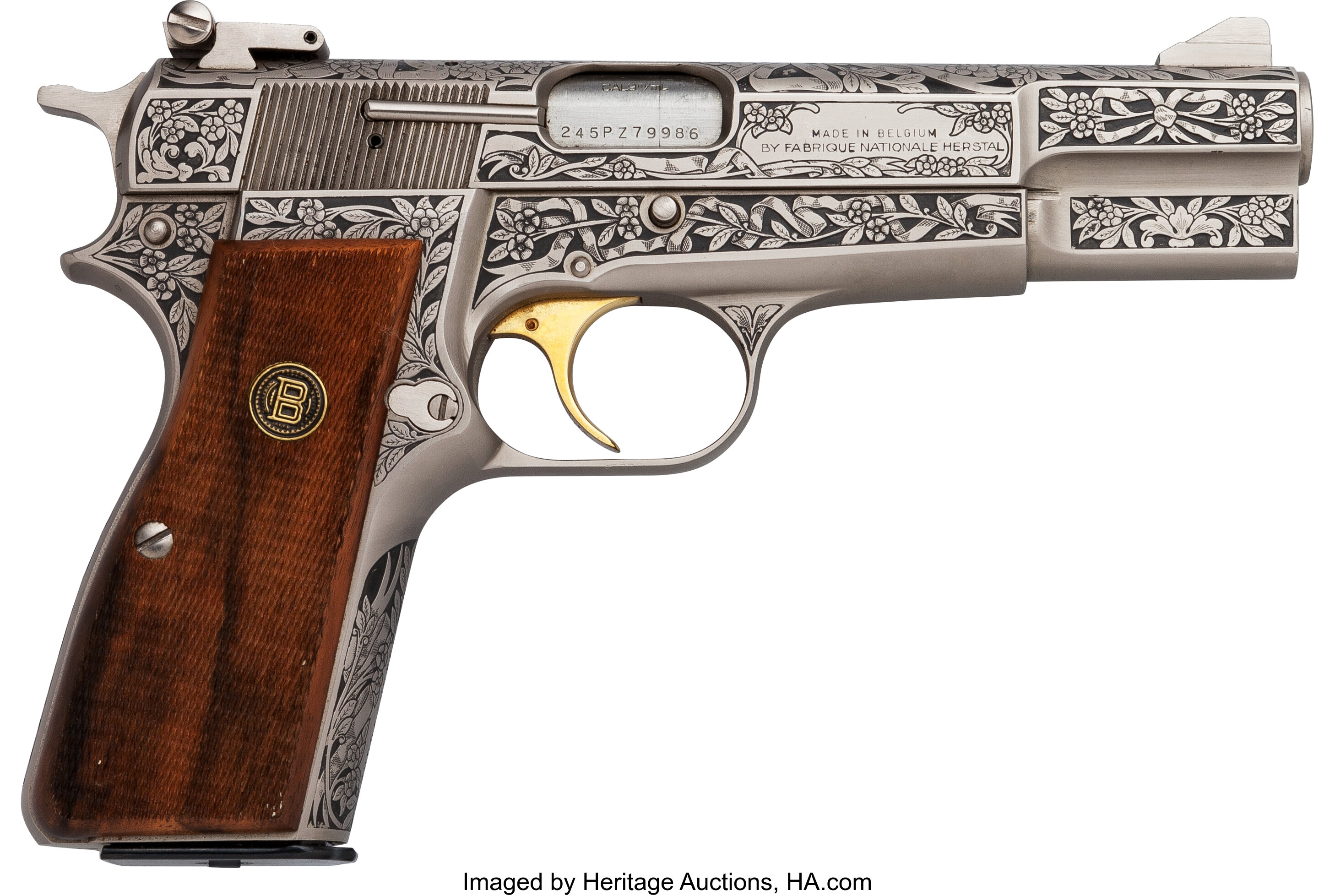 Engraved Belgian Browning Louis XVI Hi-Power Semi-Automatic | Lot ...