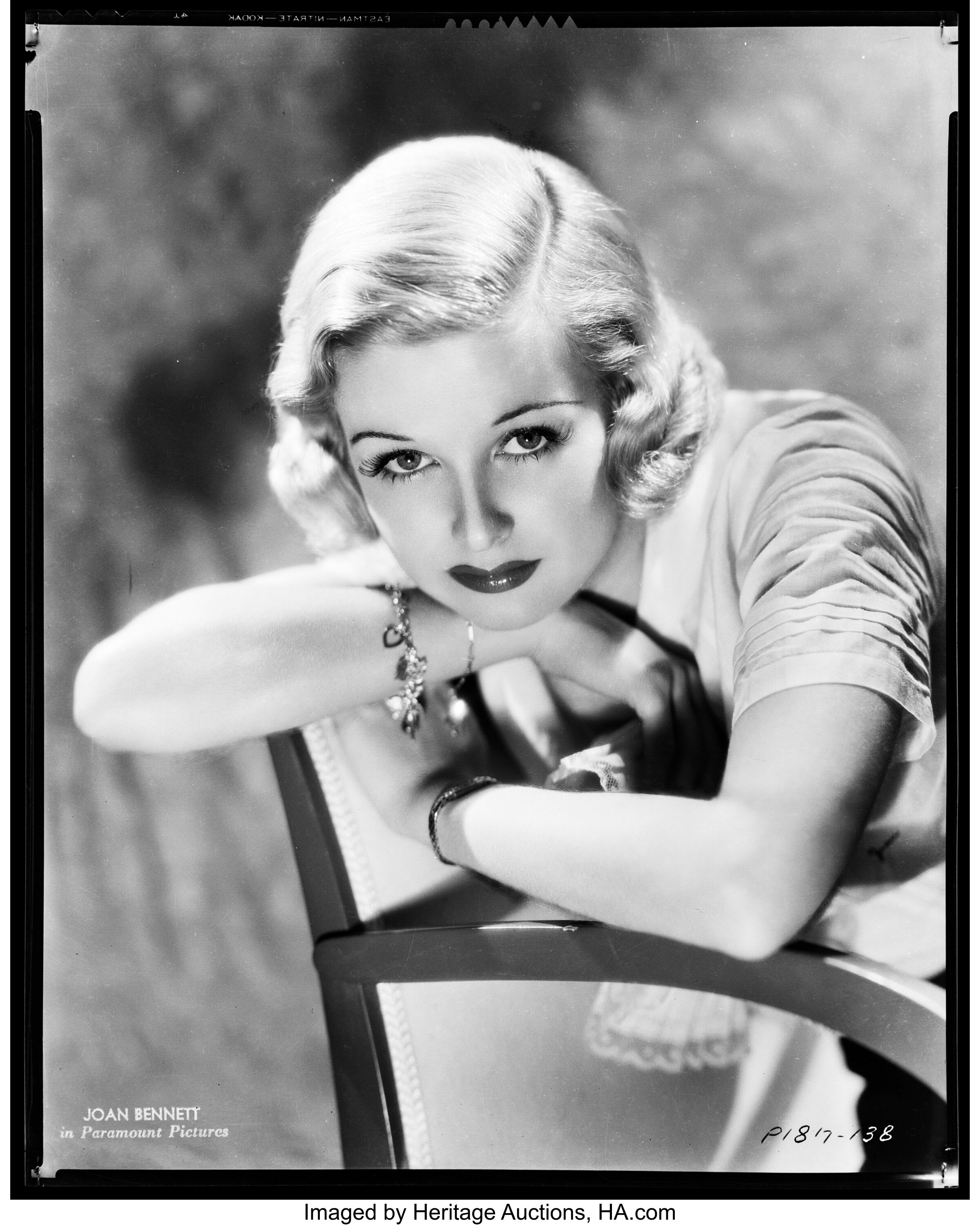 Joan Bennett (Paramount, 1930s). Eastman Kodak Nitrate Negative | Lot ...