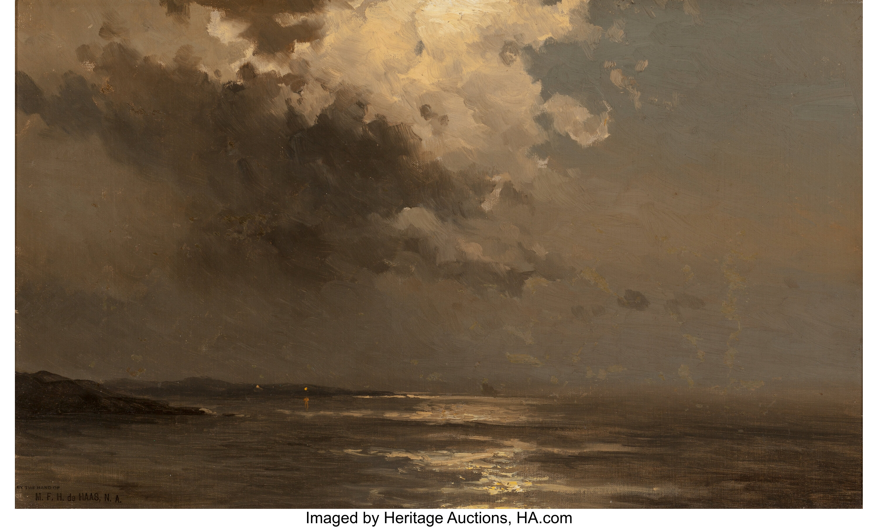 Mauritz Frederick Hendrick De Haas (American, 1832-1895). Moonlight ...