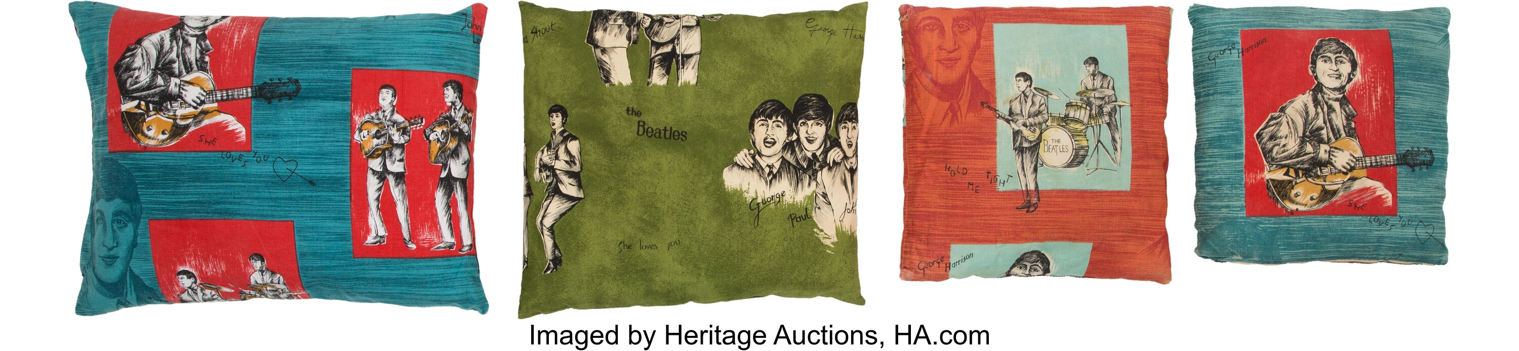 Beatles Collection of Four Vintage Fan-Made Throw Pillows (Holland ...