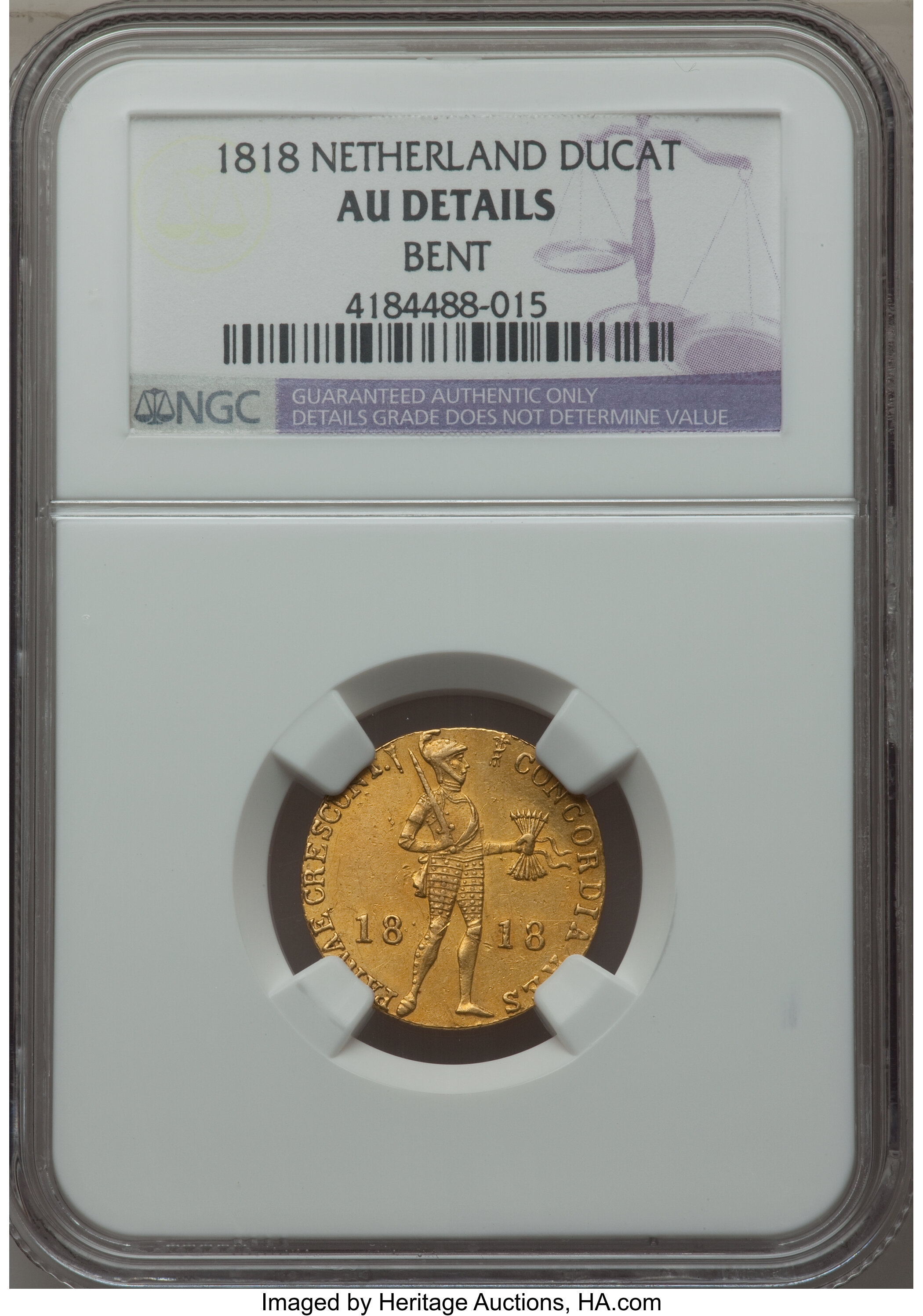 Netherlands: Willem I gold Ducat 1818 AU Details (Bent) NGC,... | Lot ...