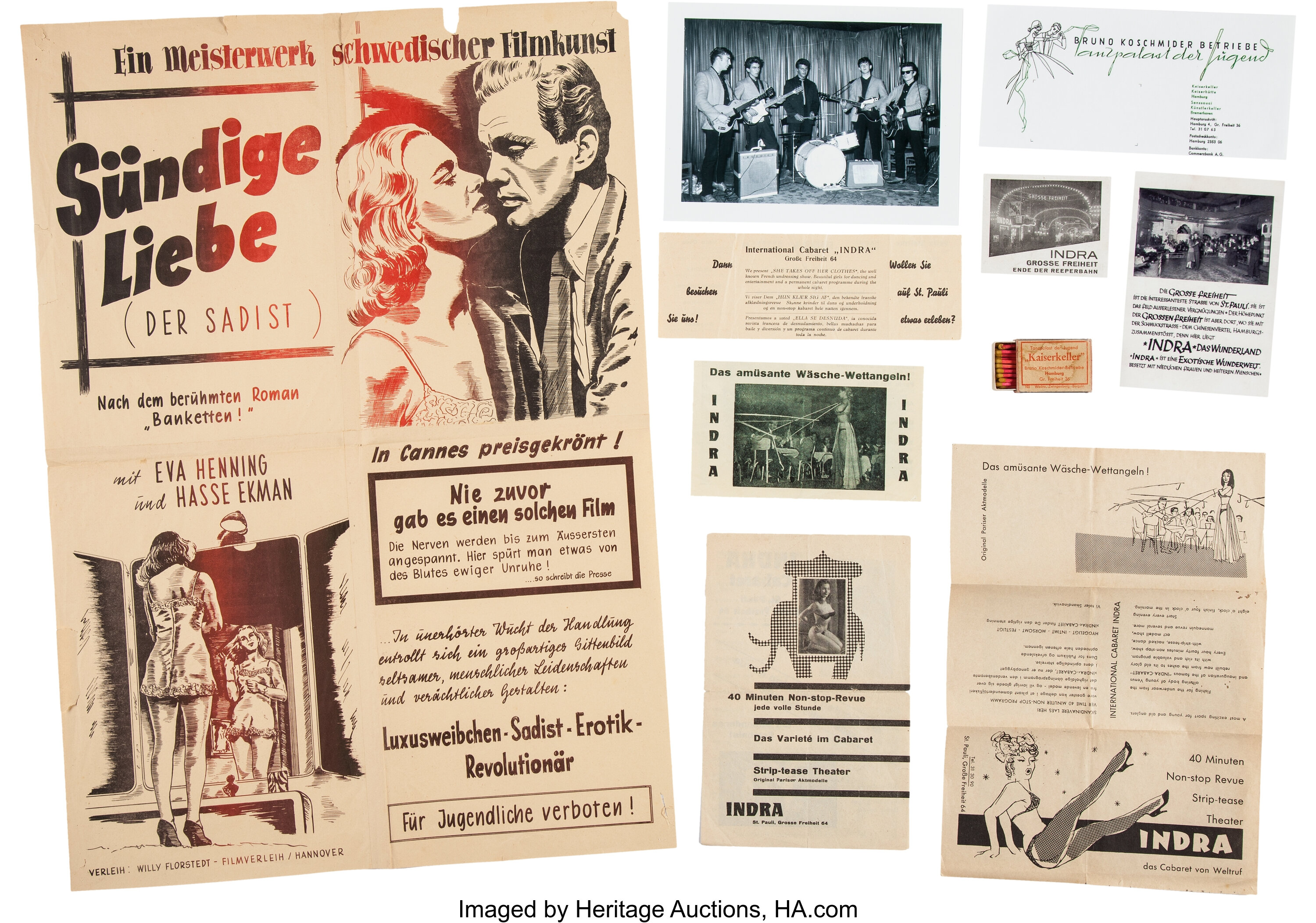 Beatles - A Very Rare Group of Items from the Indra, Kaiserkeller ...