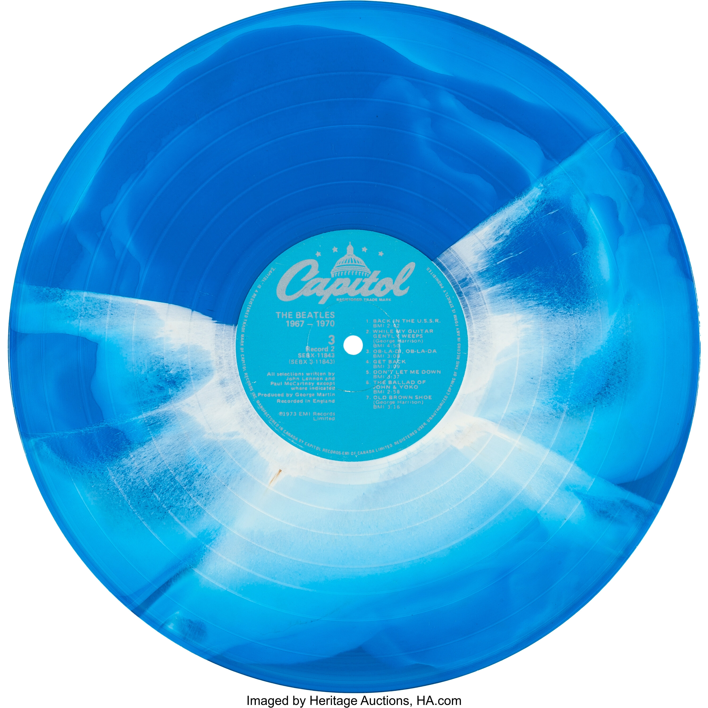 The Beatles 1967 through 1970 Canadian Blue And White Marbled Vinyl ...