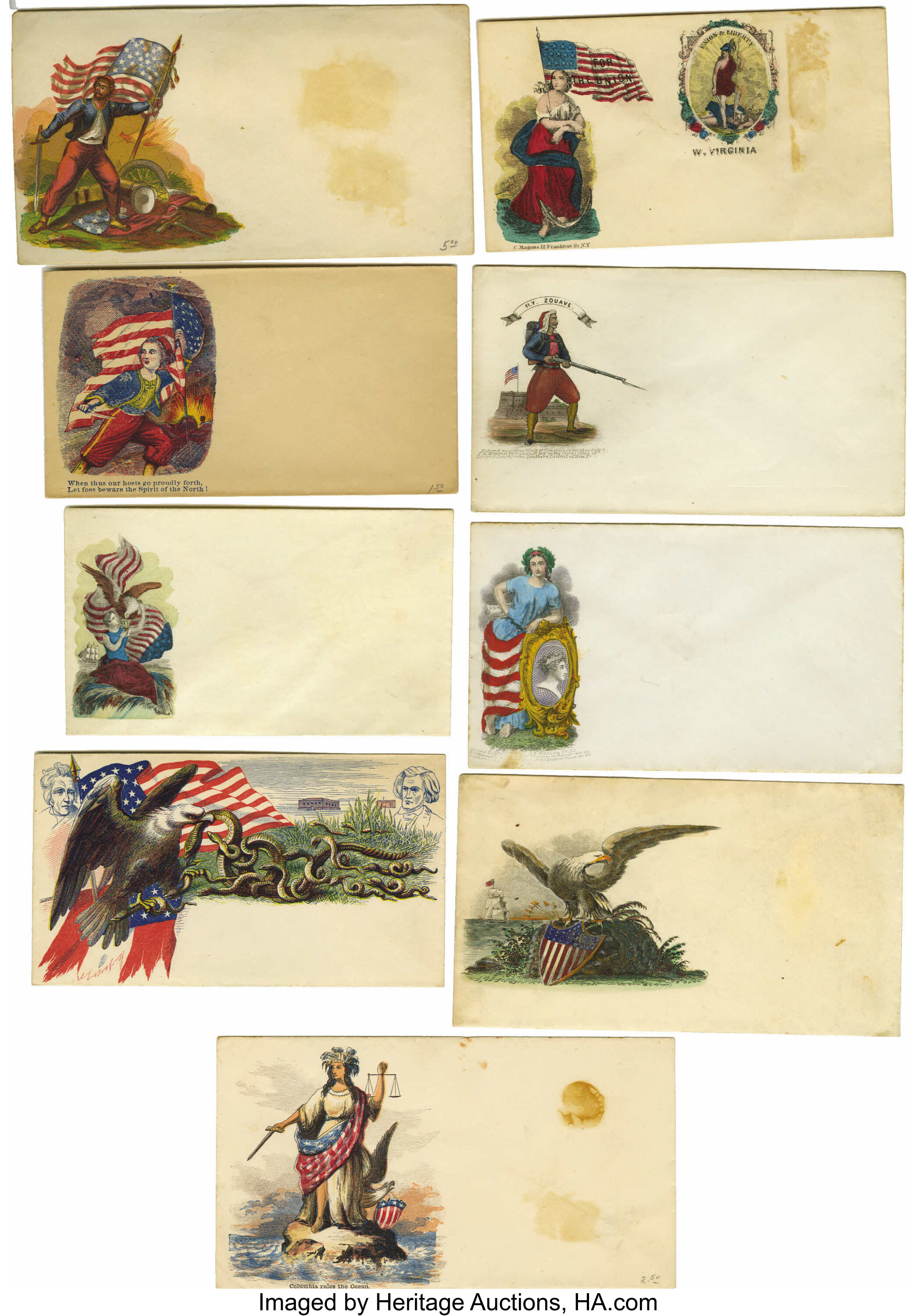 Selection of 35 Colorful Civil War Patriotic Unused Covers This lot ...