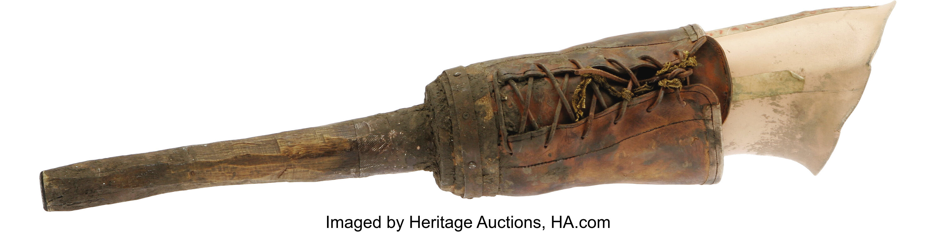 "The Patriot" Peg Leg Prop. Colonial era-style peg leg of leather | Lot ...